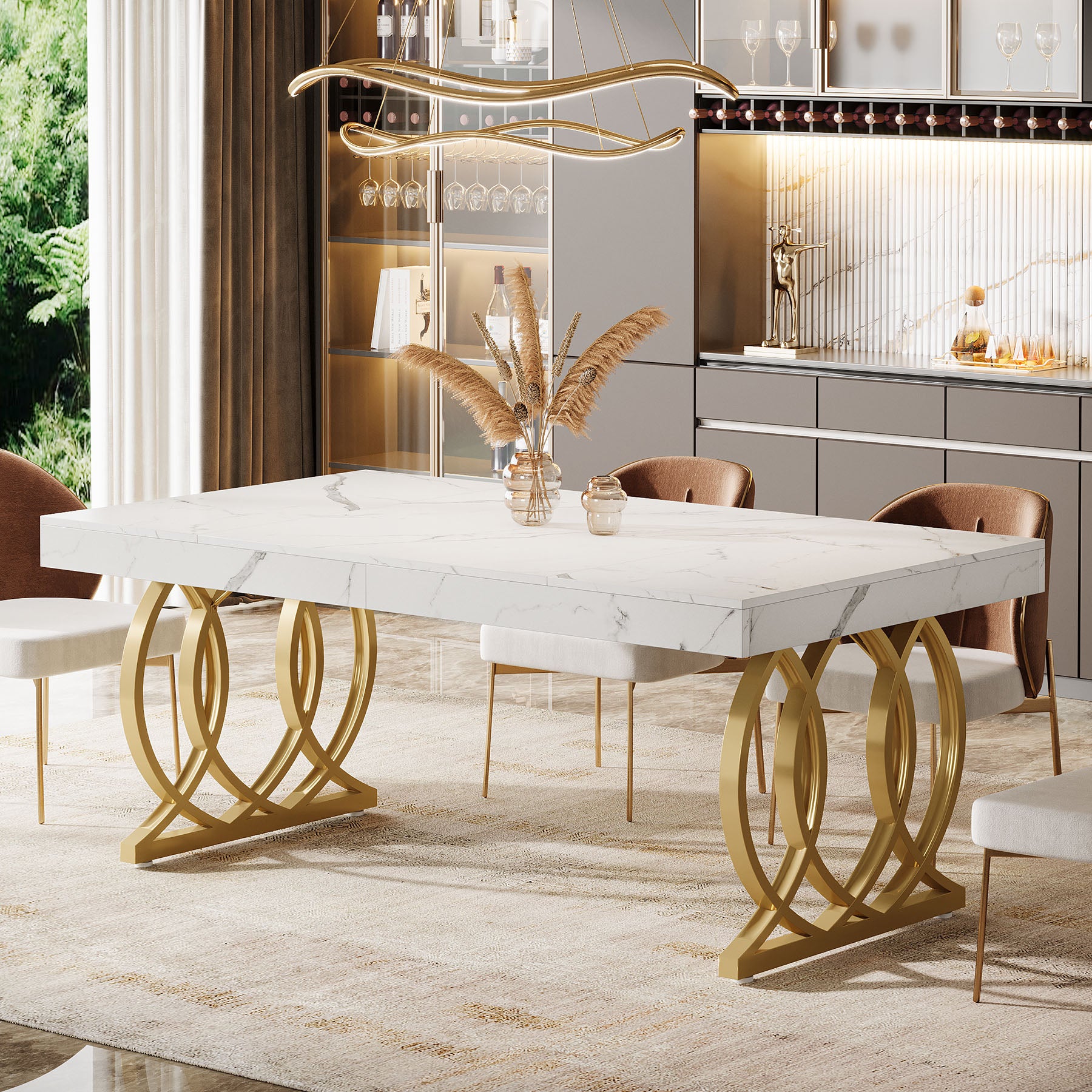 white marble effect dining table set