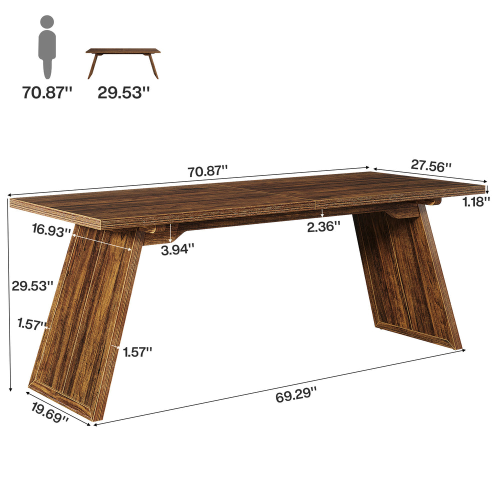 70.87" Executive Desk, Large Office Computer Desk with Slanted Legs ...
