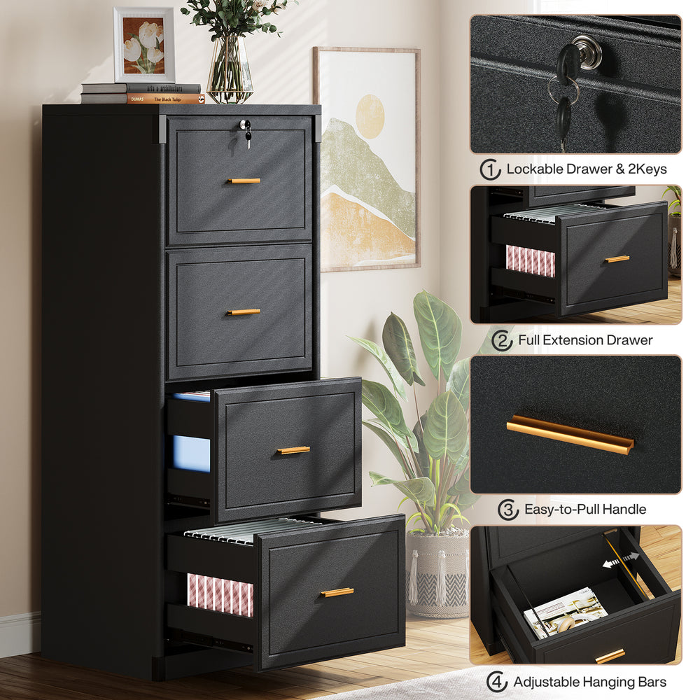 Tribesigns 51" File Cabinet, Vertical Filing Cabinet with 4 Drawers ...