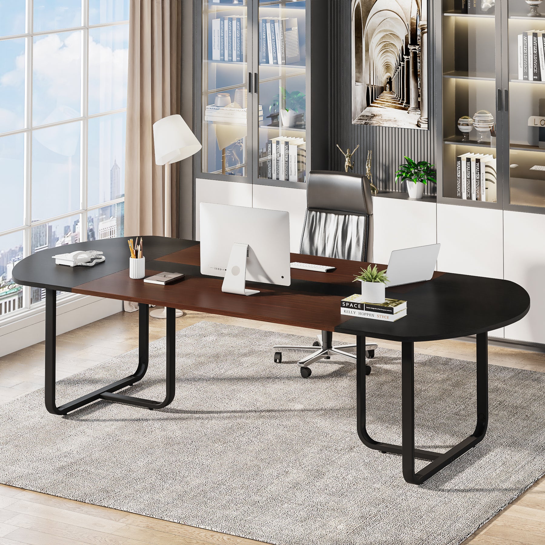 Tribesigns 70.86" Oval Executive Desk, Modern Computer Meeting Table