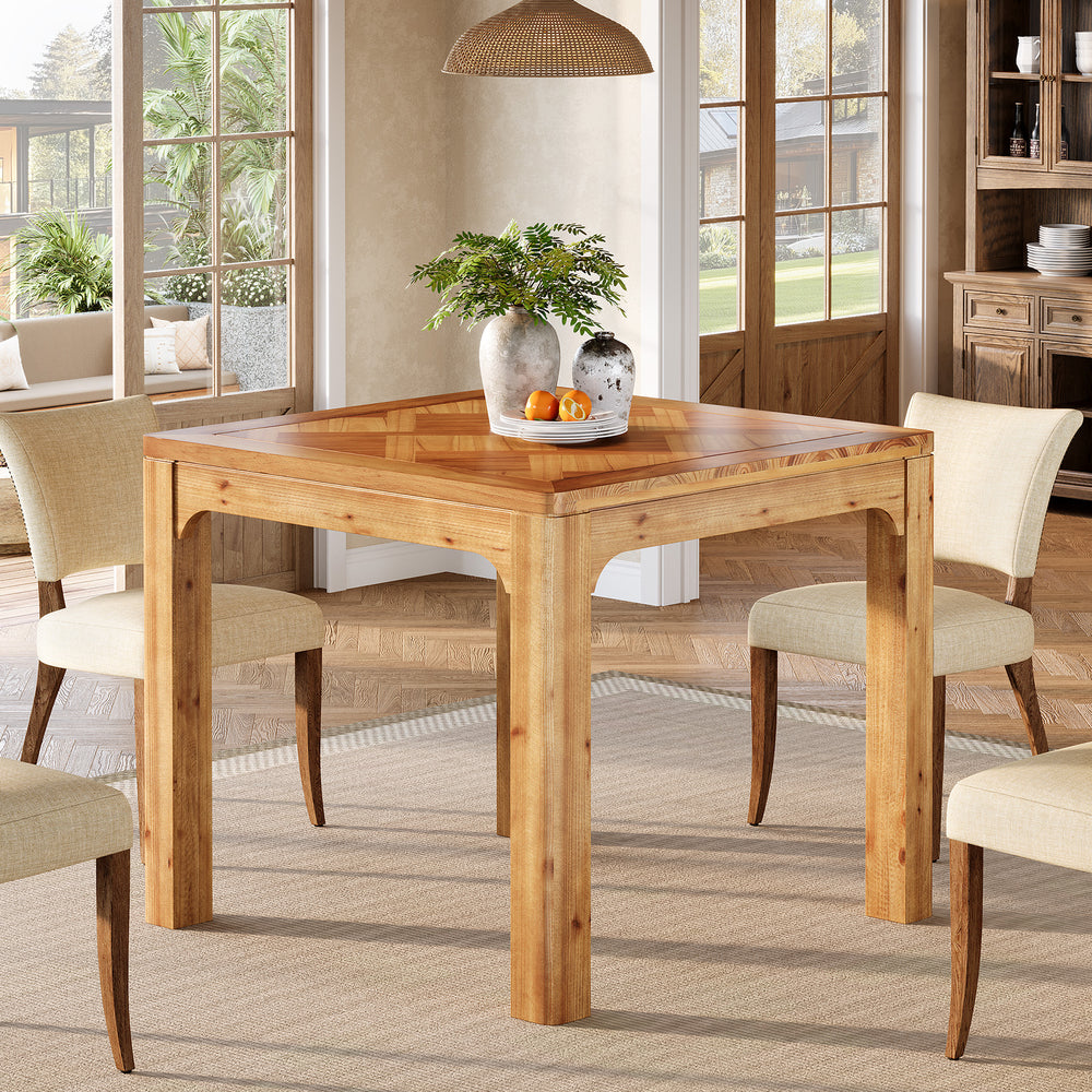 31.5" Solid Wood Square Dining Table with 3D Textured Tabletop-Tribesigns