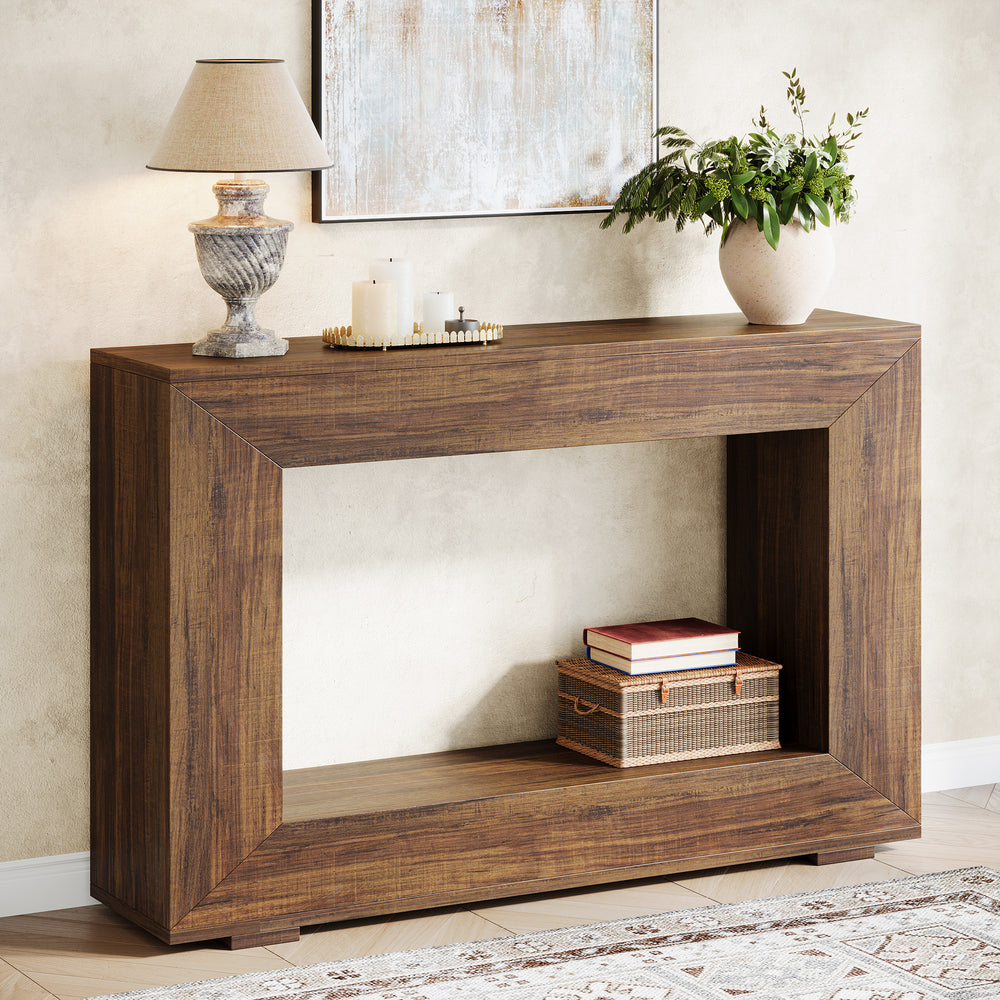 47.24" Console Table, Farmhouse 2-Tier Entryway Sofa Table-Tribesigns