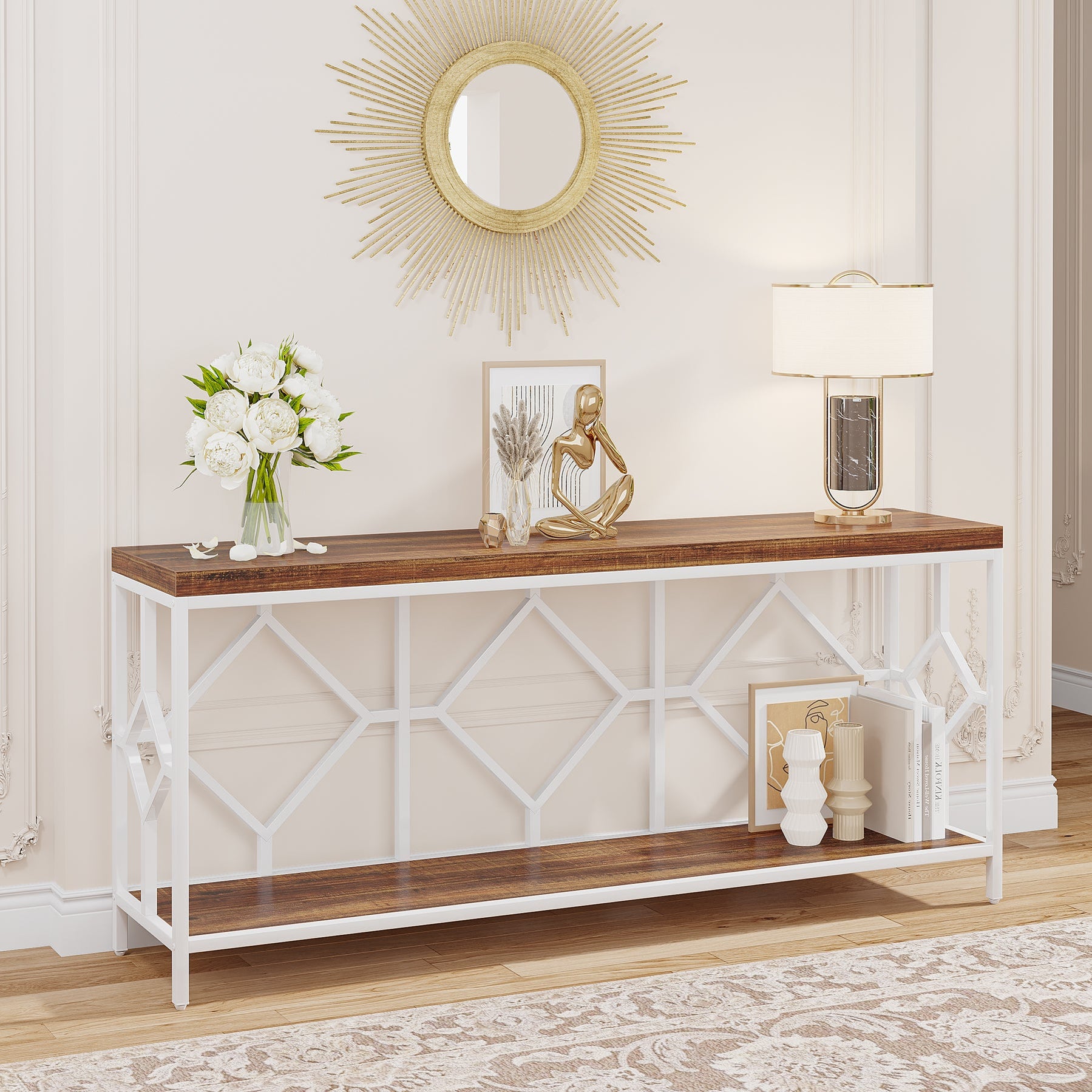 Tribesigns Console Table, 71" Extra Long Sofa Table with Open Shelf