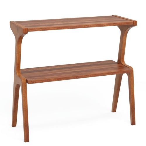 Tribesigns Solid Wood End Table, 2-Tier Side Table with Storage Shelf ...