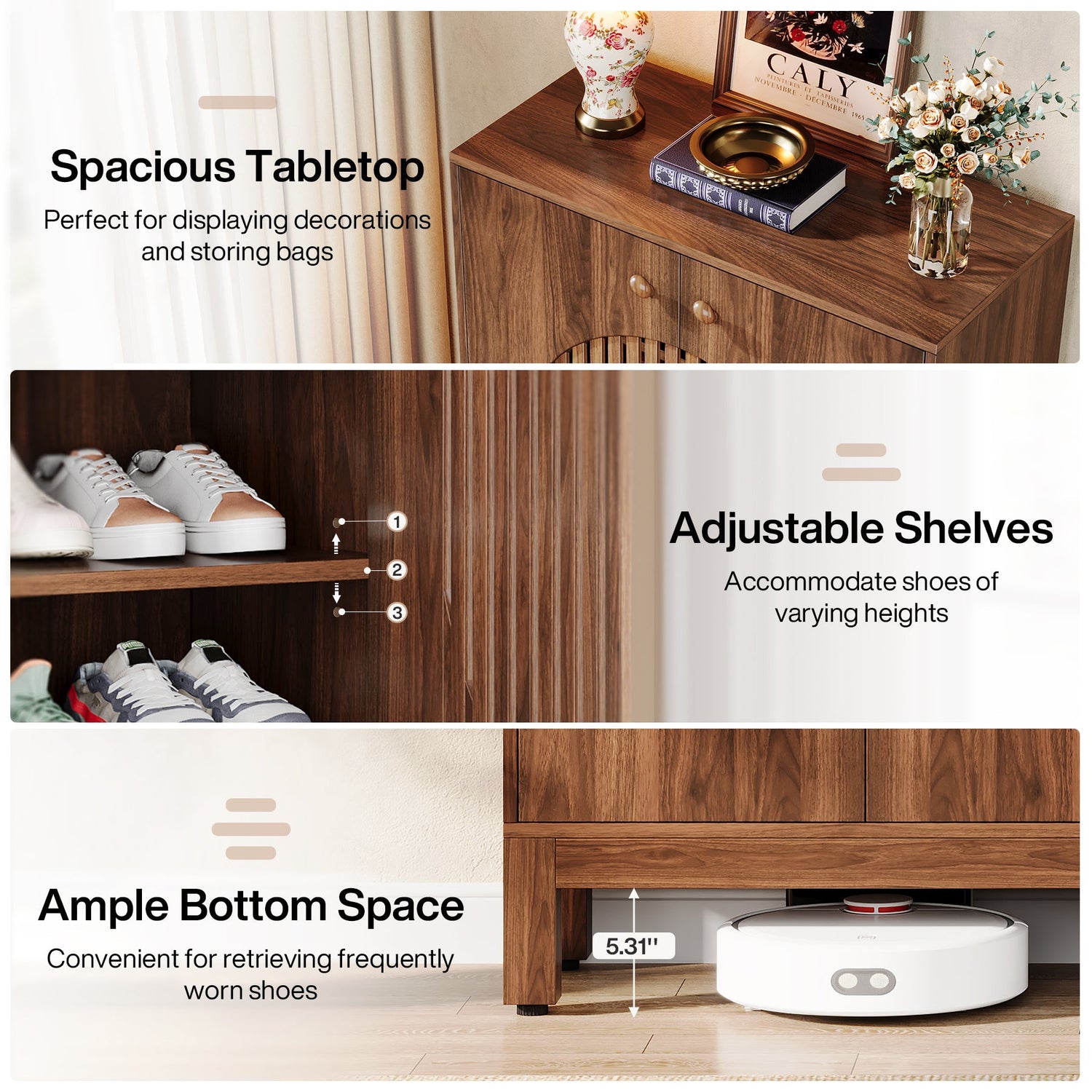 Tribesigns 20-Pair Shoe Cabinet Stylish Shoe Rack Organizer With Doors ...