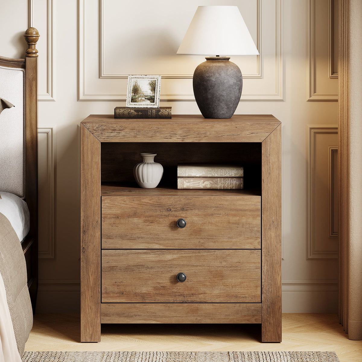 Tribesigns 23.6" Nightstand, Bedside Table with 2 Storage Drawers ...
