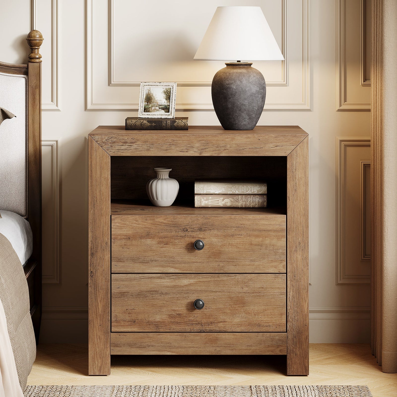 Tribesigns 23.6" Nightstand, Bedside Table with 2 Storage Drawers ...
