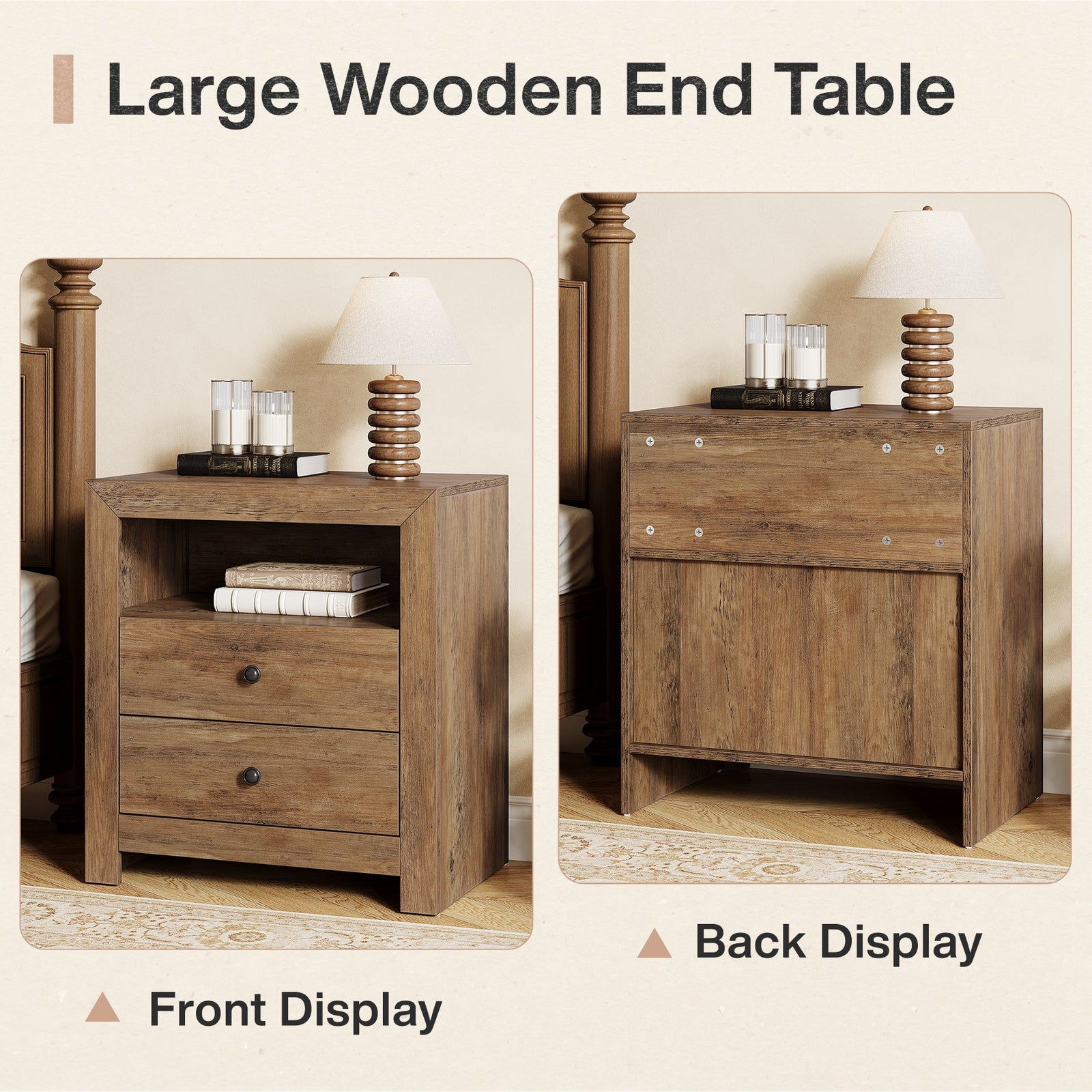 Tribesigns 23.6" Nightstand, Bedside Table with 2 Storage Drawers ...