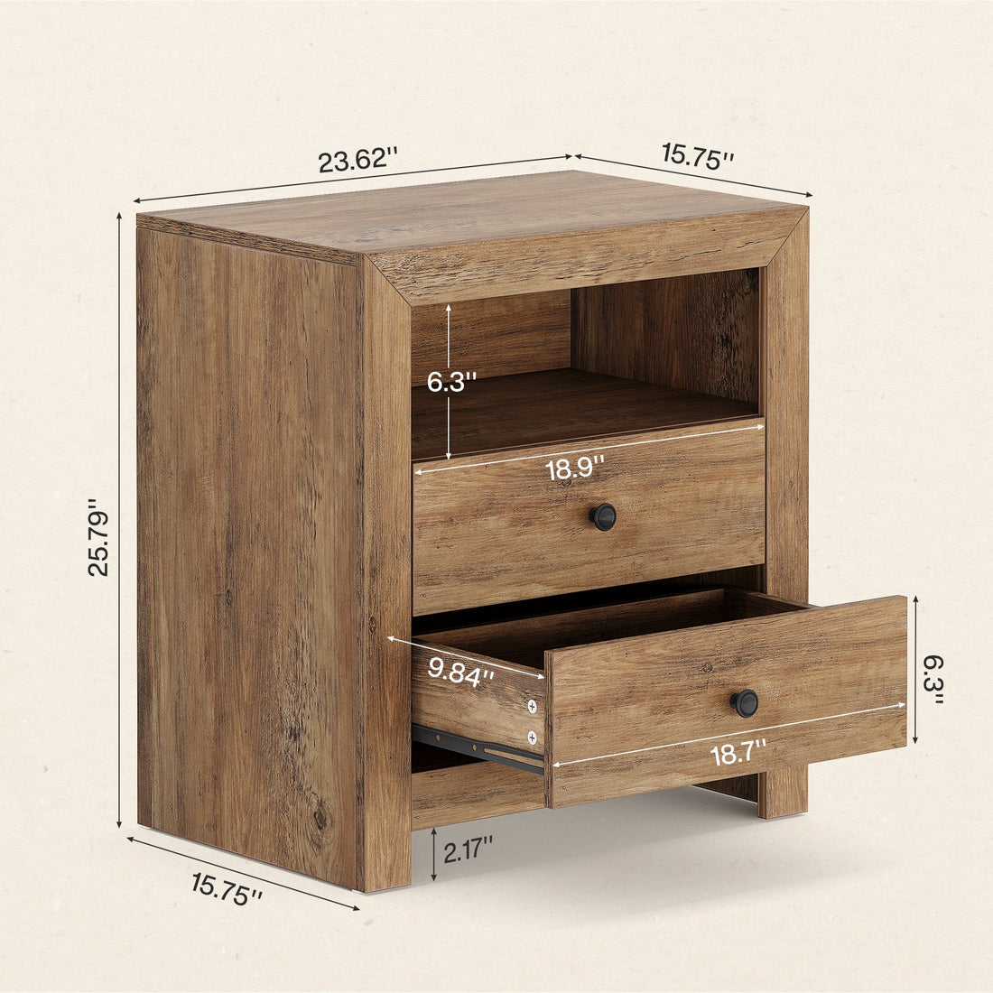 Tribesigns 23.6" Nightstand, Bedside Table with 2 Storage Drawers ...