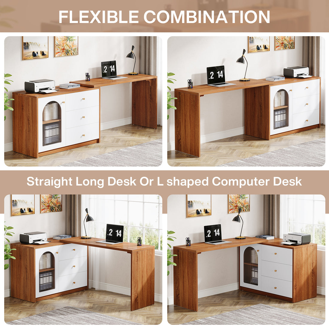 Tribesigns L-Shaped Computer Desk, Corner Office Desk with Cabinet ...