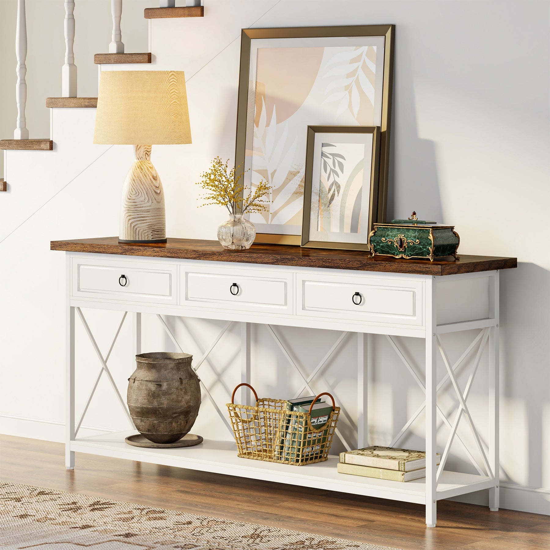 Tribesigns Console Table, 70.8" Sofa Table with 3 Drawers & Shelf