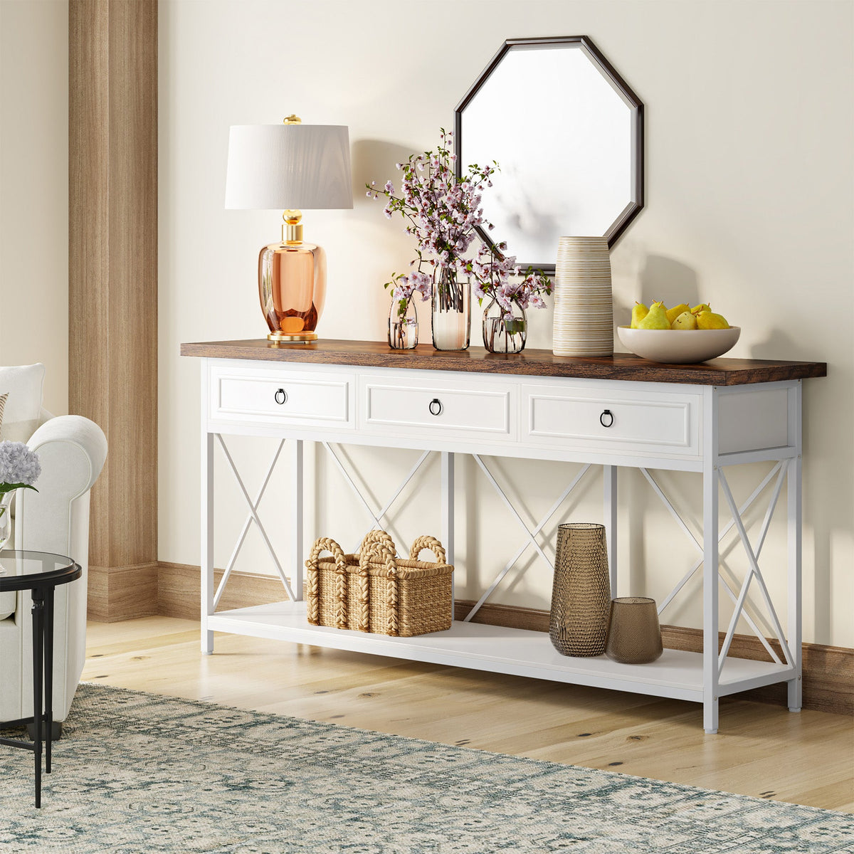 Tribesigns Console Table, 70.8" Sofa Table with 3 Drawers & Shelf ...