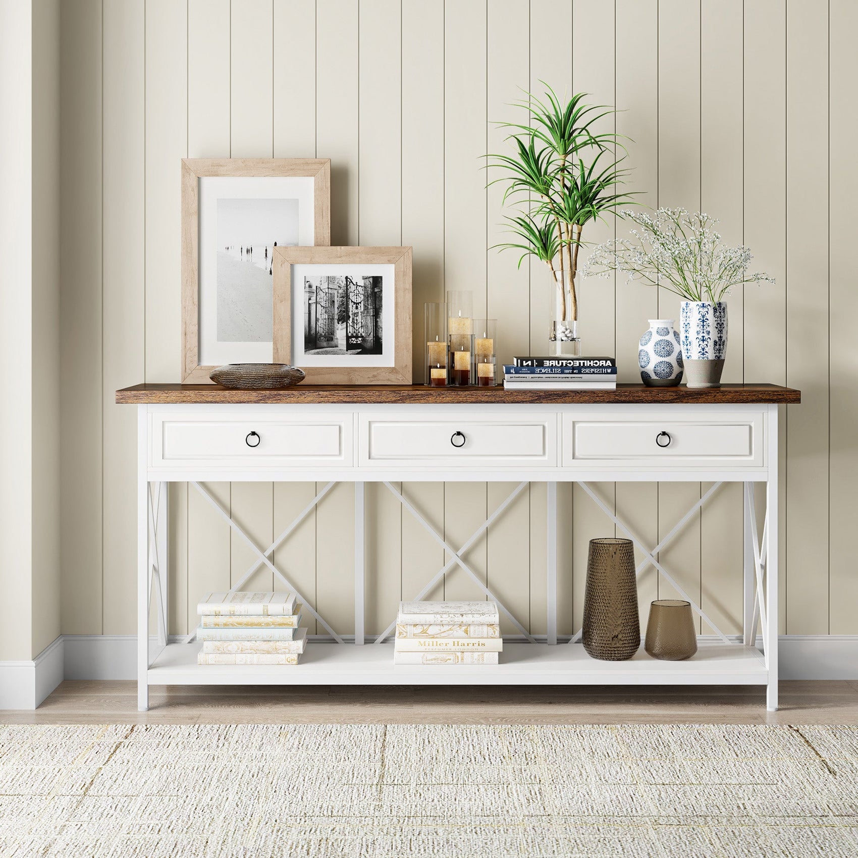 Tribesigns Console Table, 70.8" Sofa Table with 3 Drawers & Shelf ...