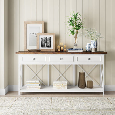 Tribesigns Console Table, 70.8" Sofa Table with 3 Drawers & Shelf ...