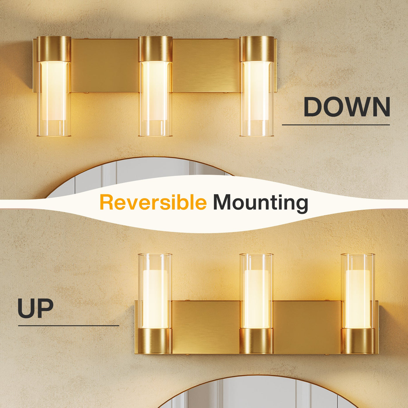 Tribesigns 3-Light Light Fixtures, Modern Bathroom Wall Lights-Tribesigns