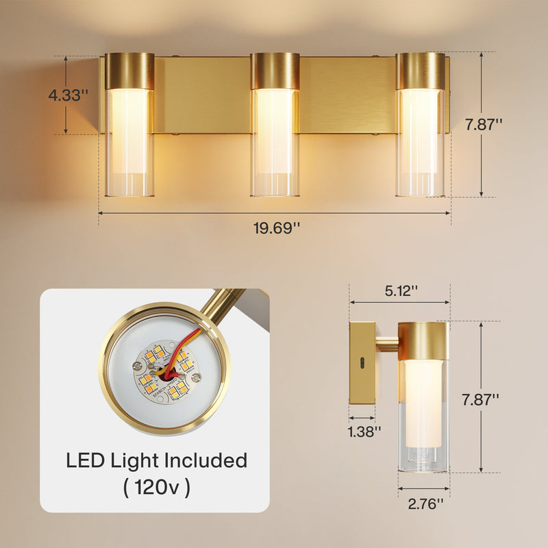 Tribesigns 3-Light Light Fixtures, Modern Bathroom Wall Lights-Tribesigns