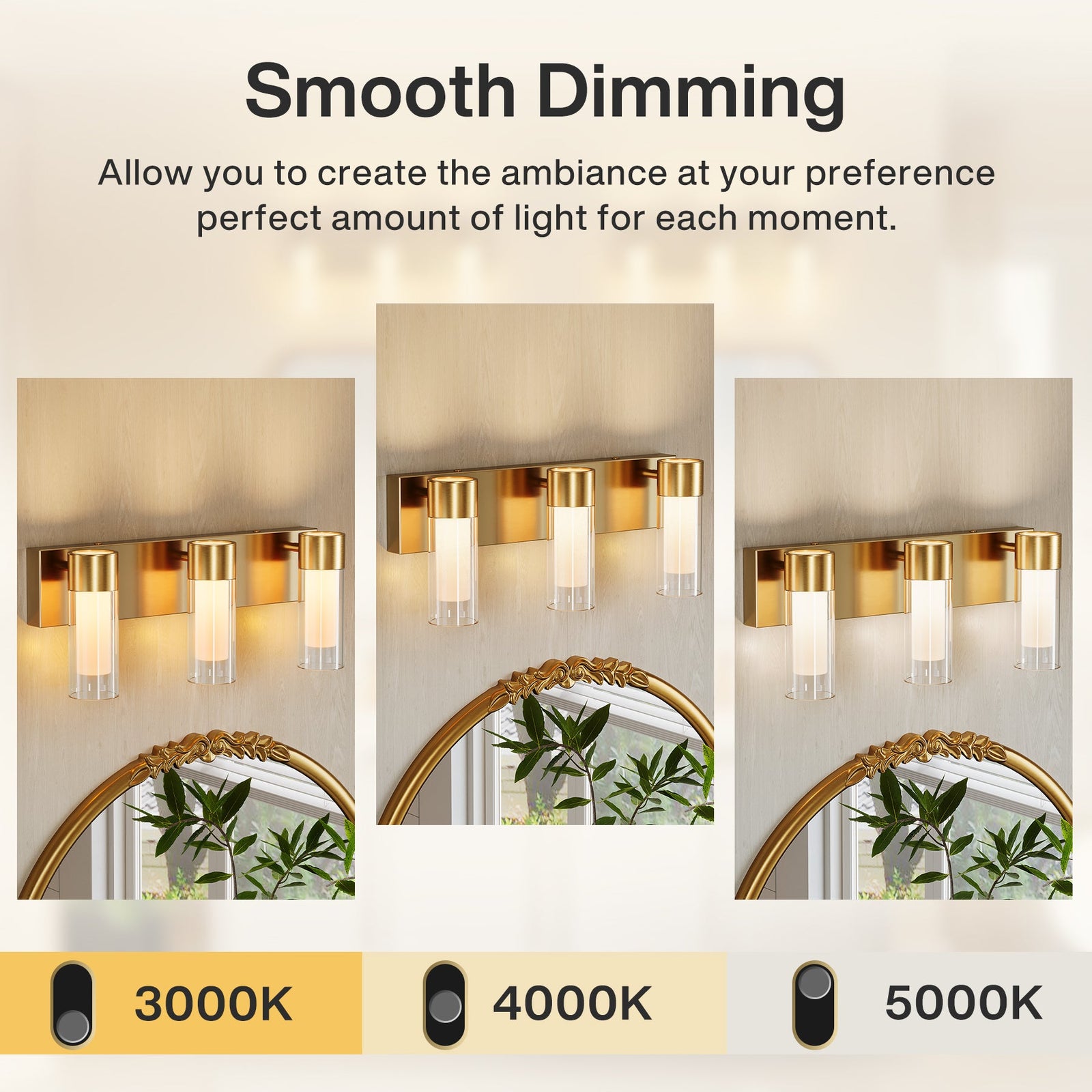 Tribesigns 3-Light Light Fixtures, Modern Bathroom Wall Lights-Tribesigns