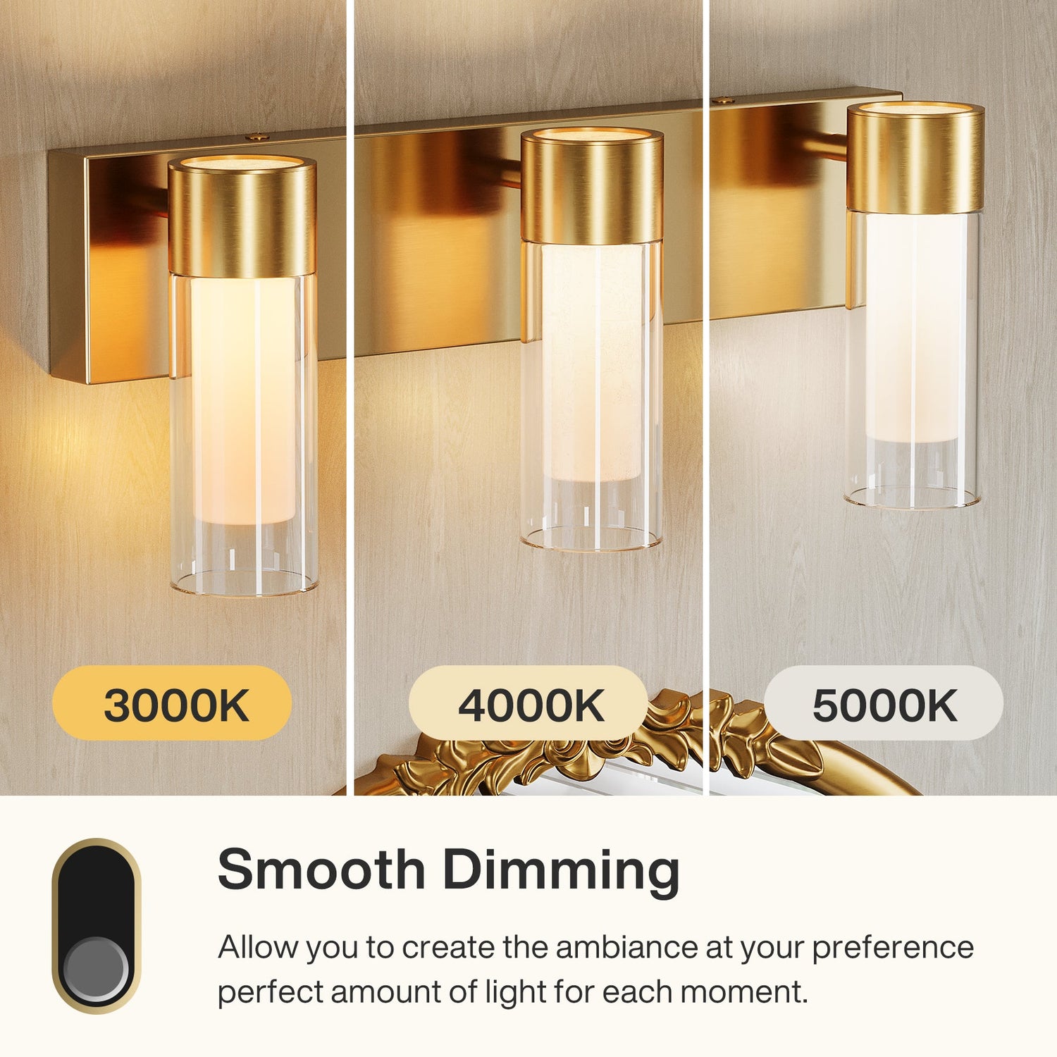 Tribesigns 3-Light Light Fixtures, Modern Bathroom Wall Lights-Tribesigns