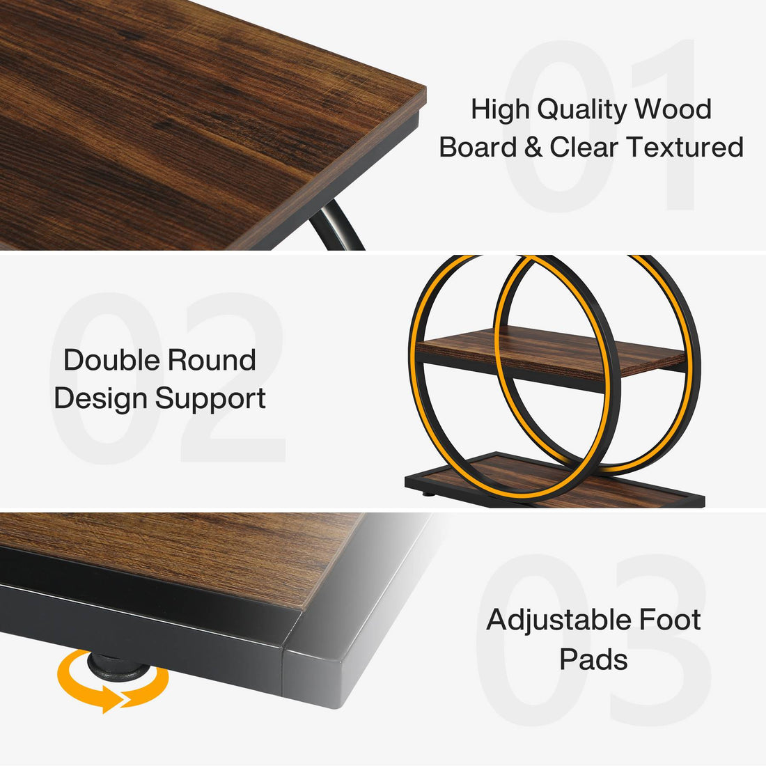 Tribesigns 3-Tier End Table Side Table with Round Metal Frame-Tribesigns