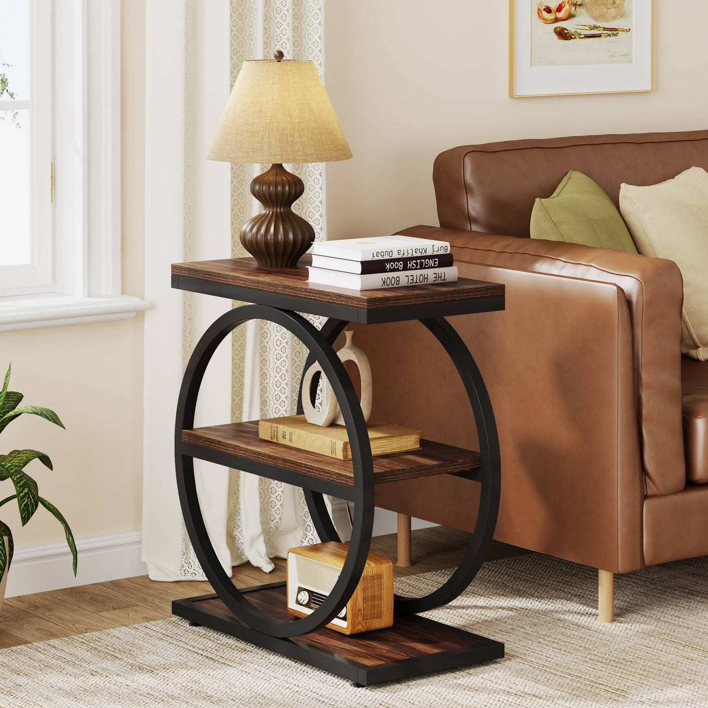 Tribesigns 3-Tier End Table Side Table with Round Metal Frame-Tribesigns