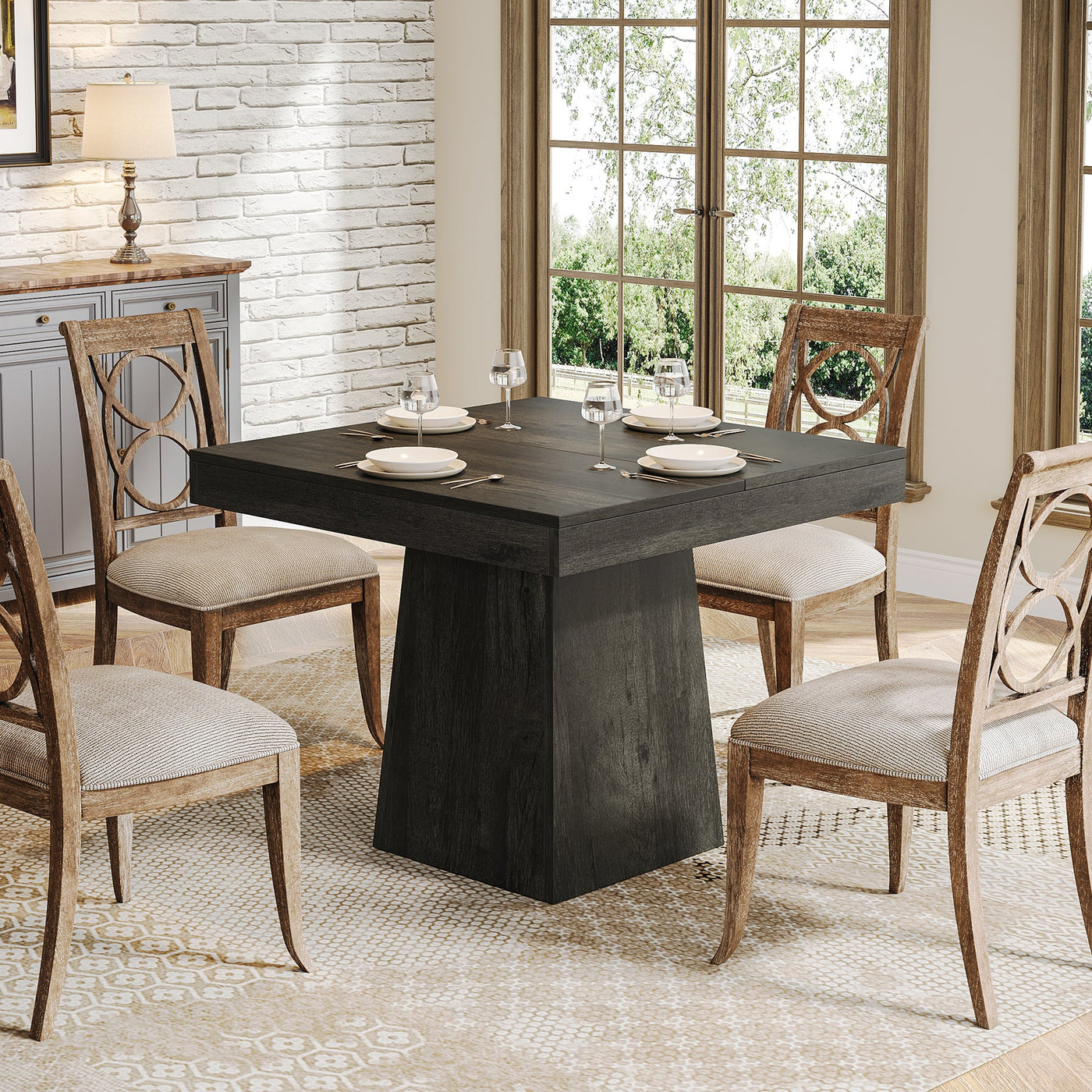 Tribesigns 31.5" Dining Table, Square Farmhouse Kitchen Dinner Table ...