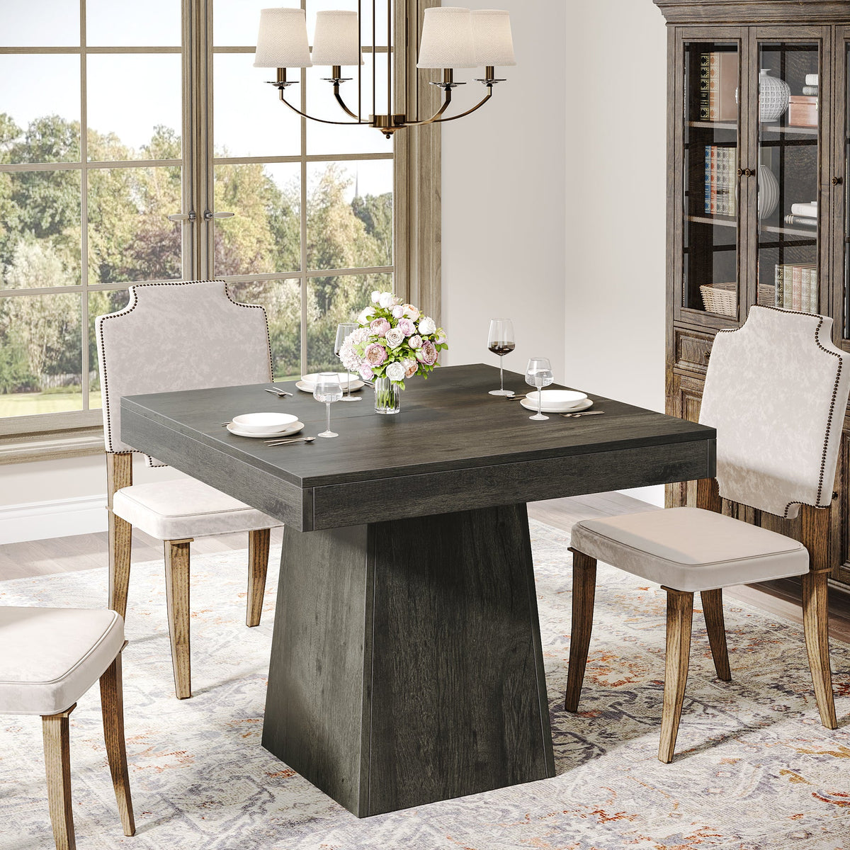 Tribesigns 31.5" Dining Table, Square Farmhouse Kitchen Dinner Table ...