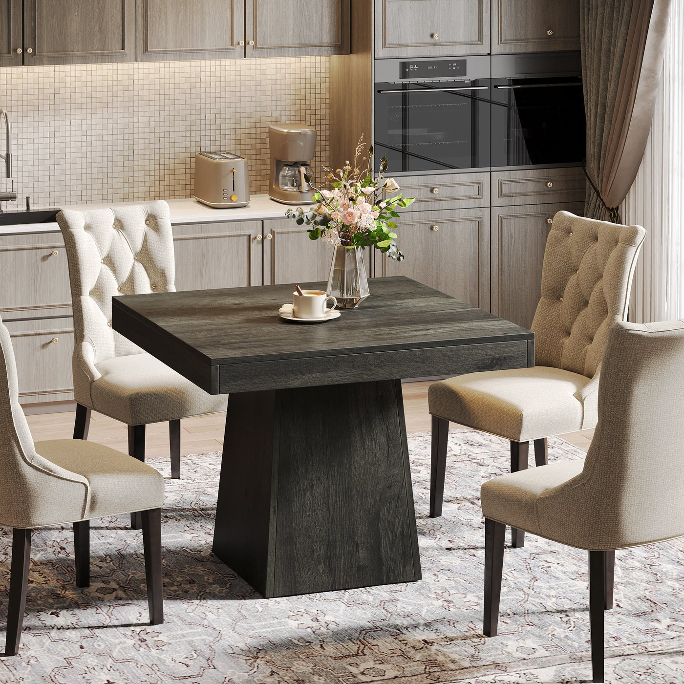 Tribesigns 31.5" Dining Table, Square Farmhouse Kitchen Dinner Table ...