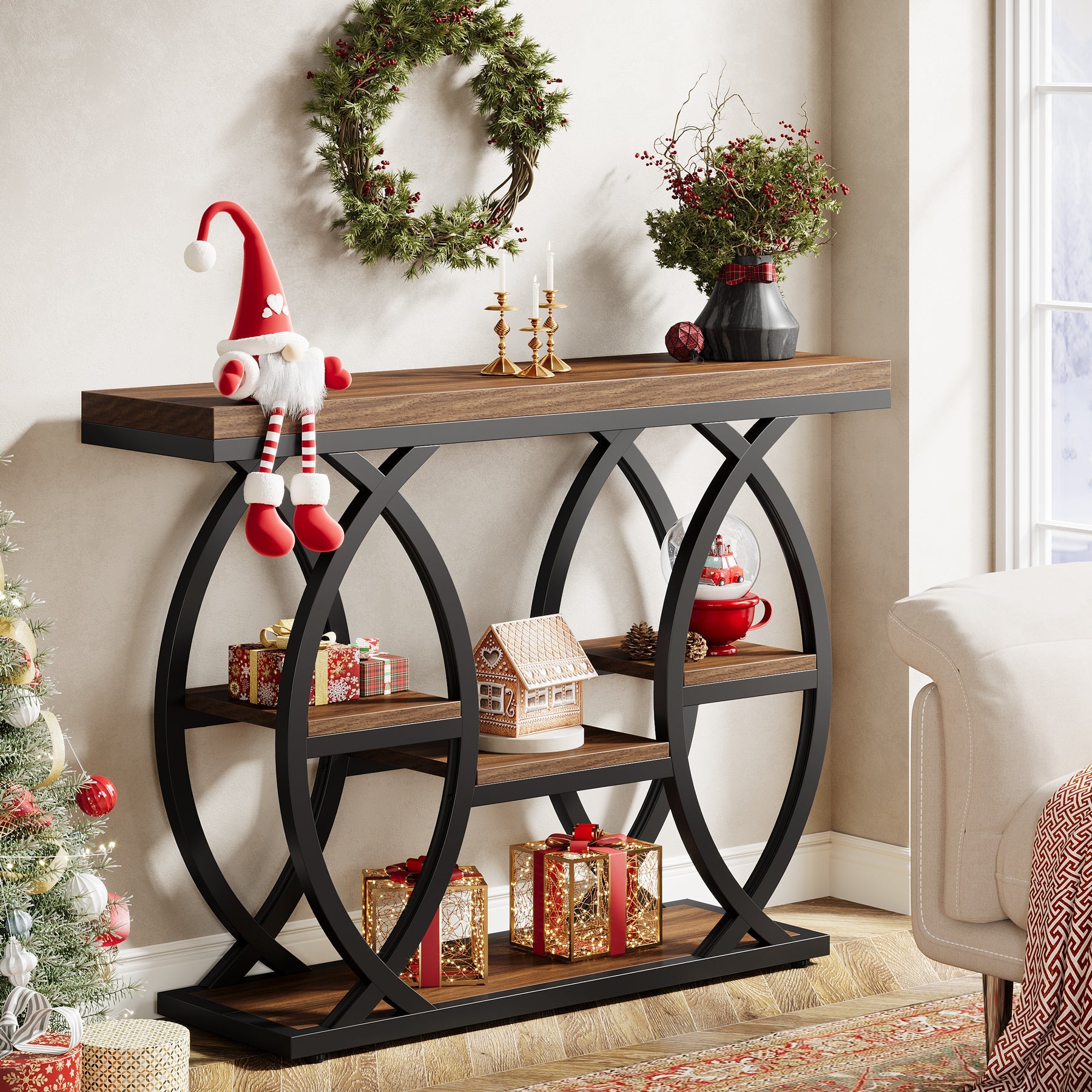 Tribesigns 39" Console Table, 4-Tier Sofa Entryway Table with Storage ...