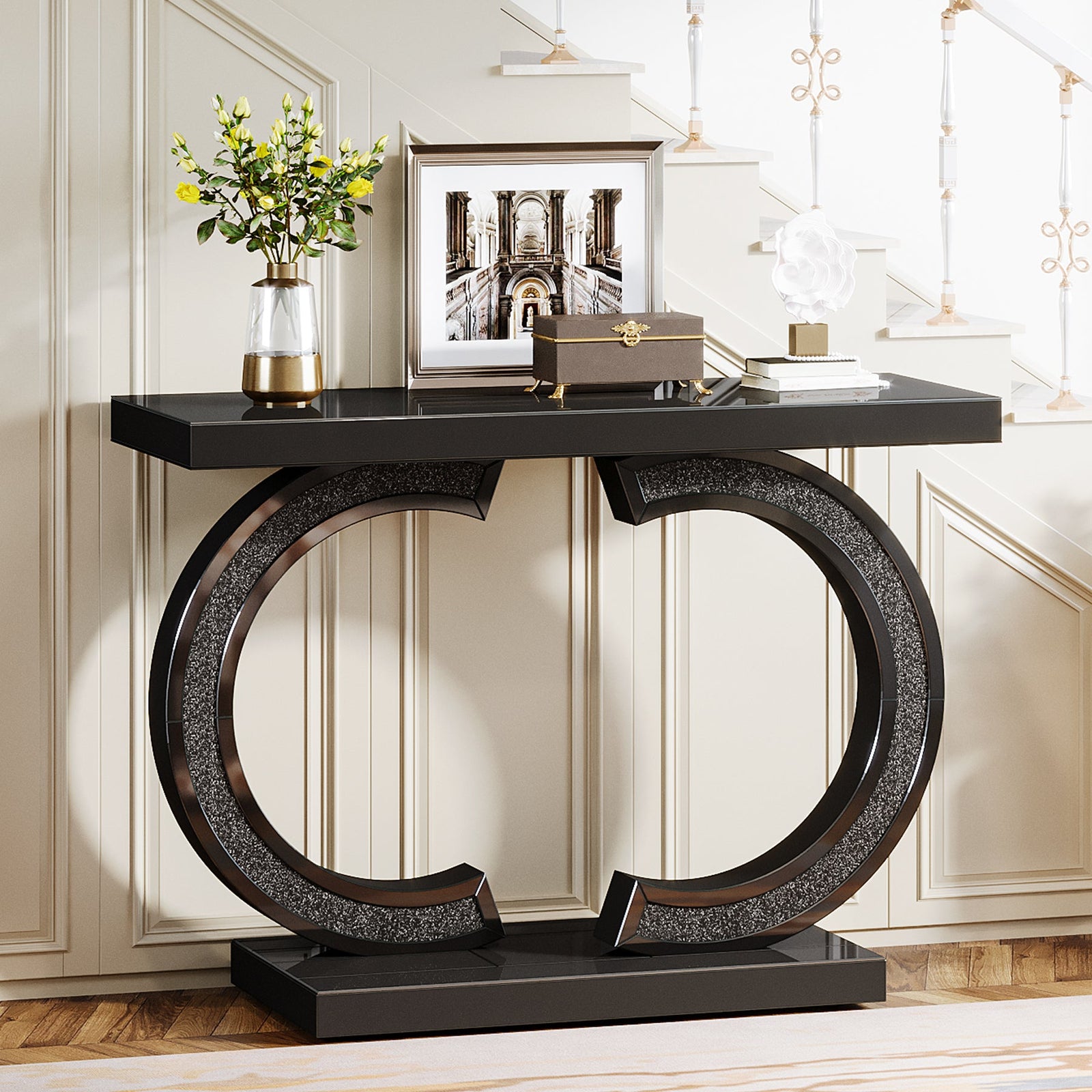 Tribesigns 39" Console Table, Modern Mirrored Sofa Table Hallway Table ...