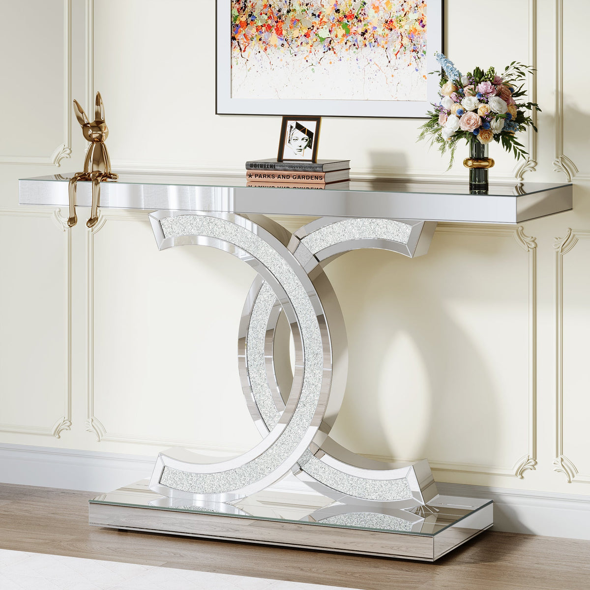 Tribesigns 39" Console Table, Modern Mirrored Sofa Table Hallway Table