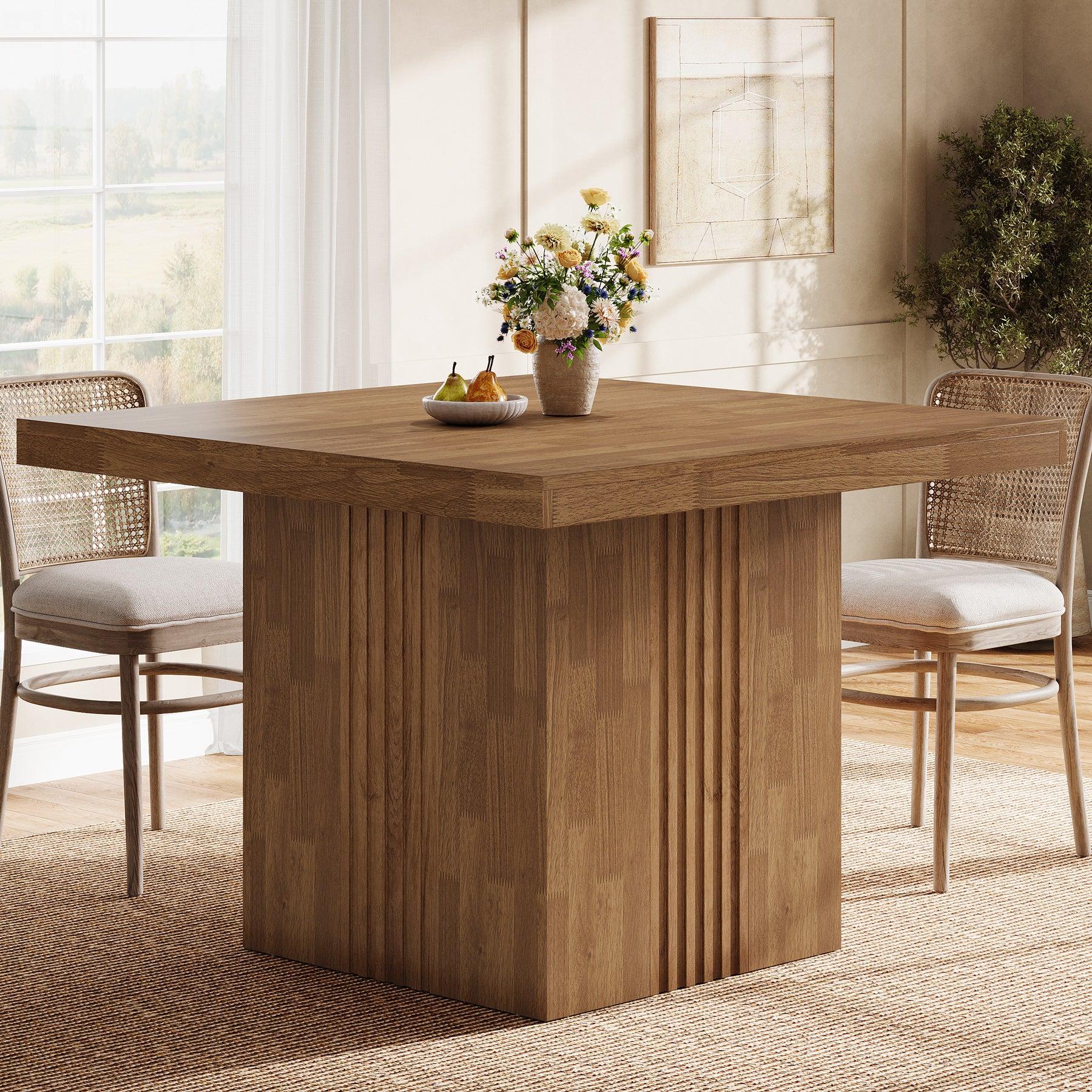 39" Dining Table, Farmhouse Square Kitchen Dinner Table for 4-Tribesigns