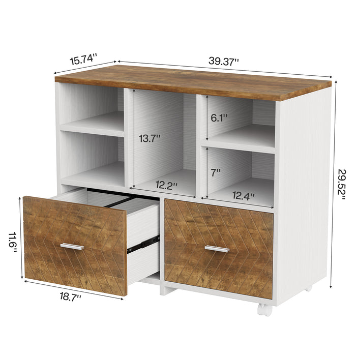 2-Drawer File Cabinet, Mobile Lateral Filing Cabinet with Shelves ...