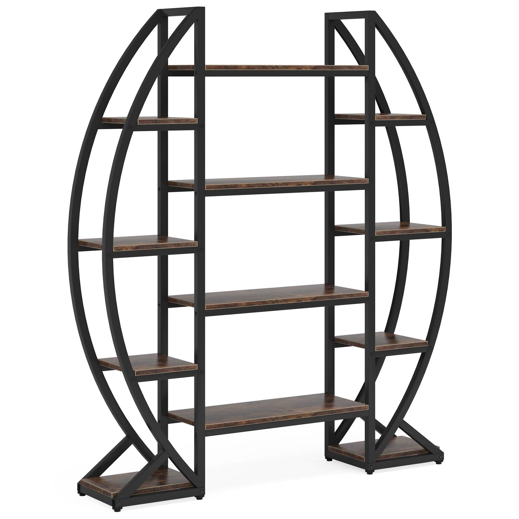 Tribesigns Bookshelf Oval Triple Wide Etagere Bookcases