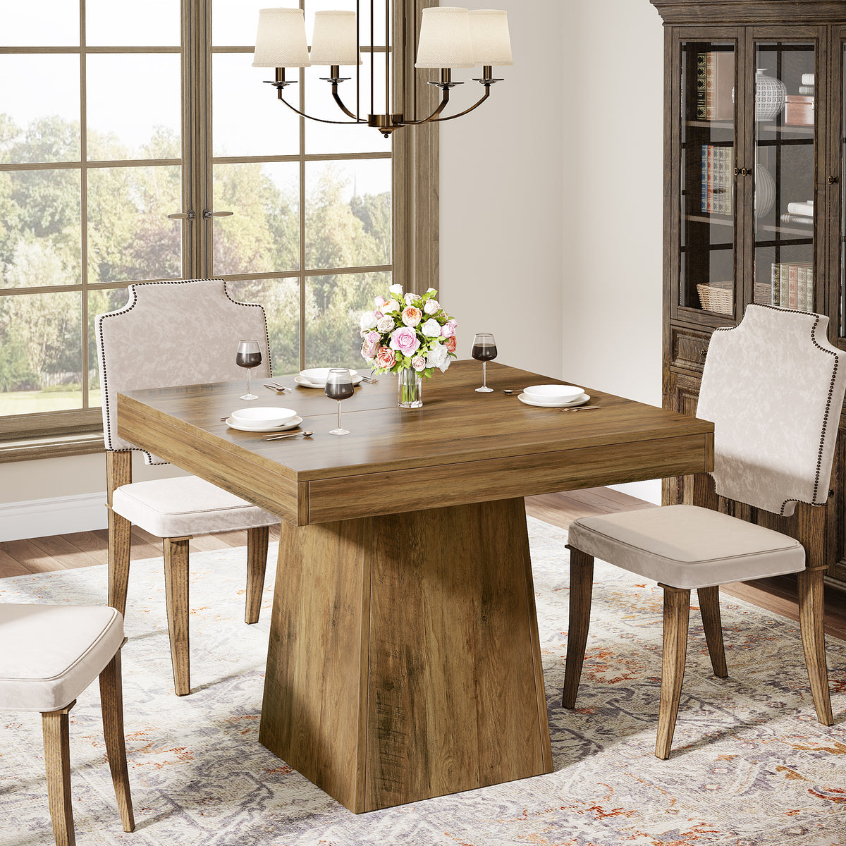 Tribesigns 31.5" Dining Table, Square Farmhouse Kitchen Dinner Table ...