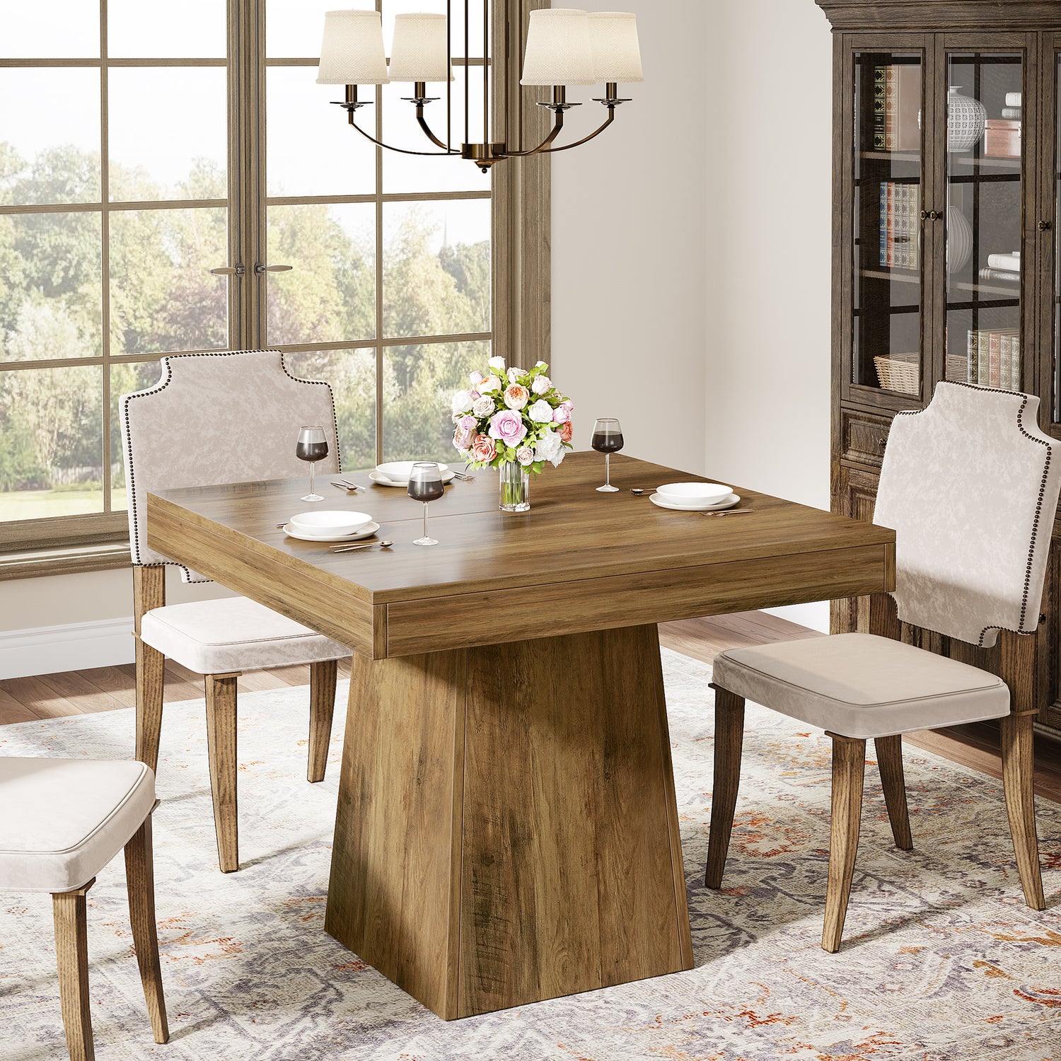 Tribesigns 31.5" Dining Table, Square Farmhouse Kitchen Dinner Table ...