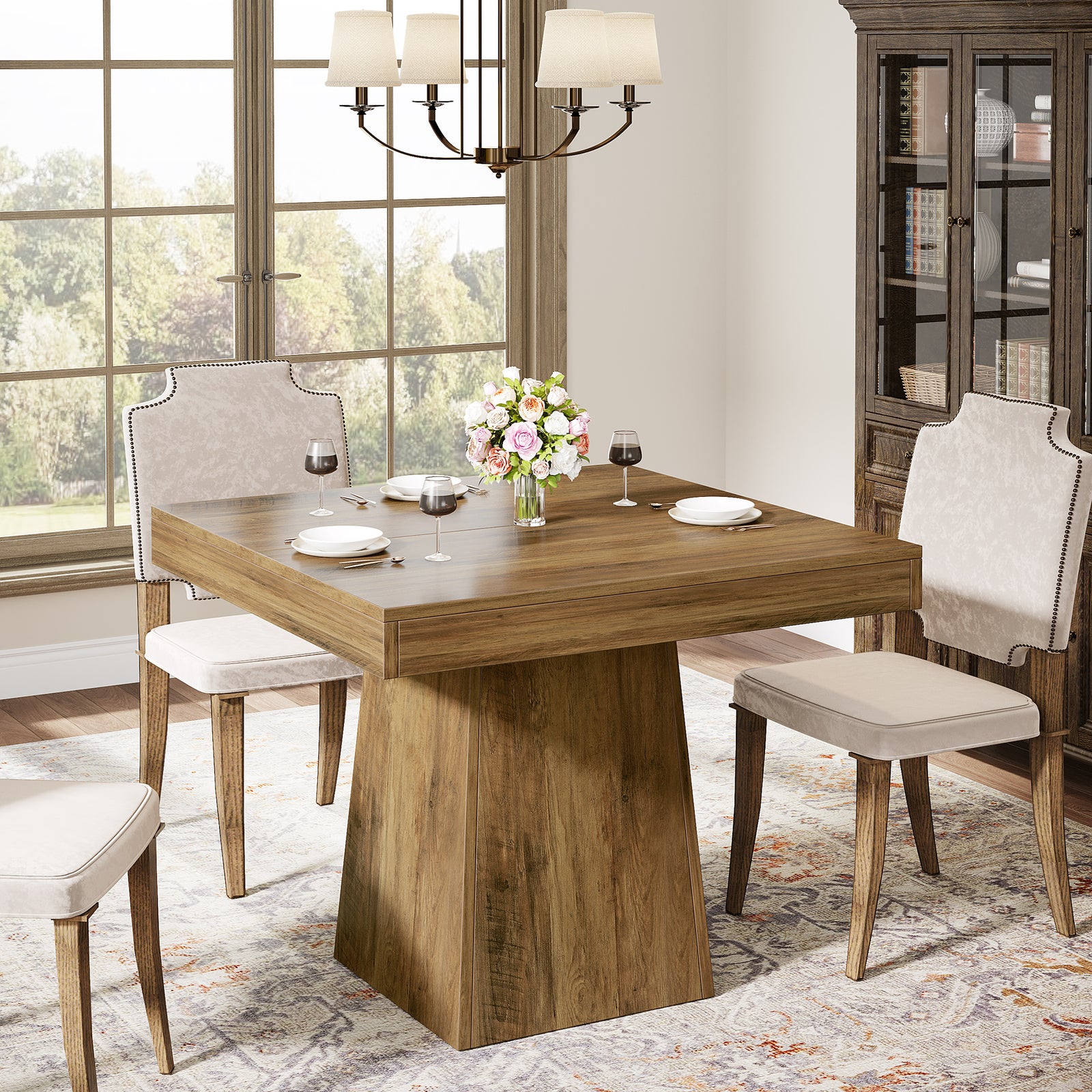 Tribesigns 31.5" Dining Table, Square Farmhouse Kitchen Dinner Table ...