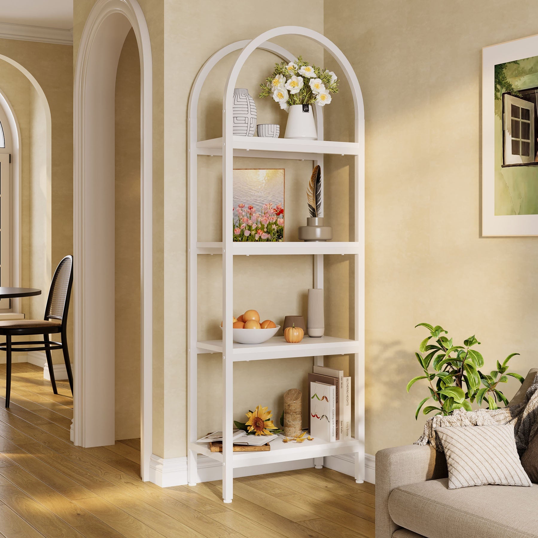 Tribesigns 4-Tier / 5-Tier Arched Bookshelf Bookcase