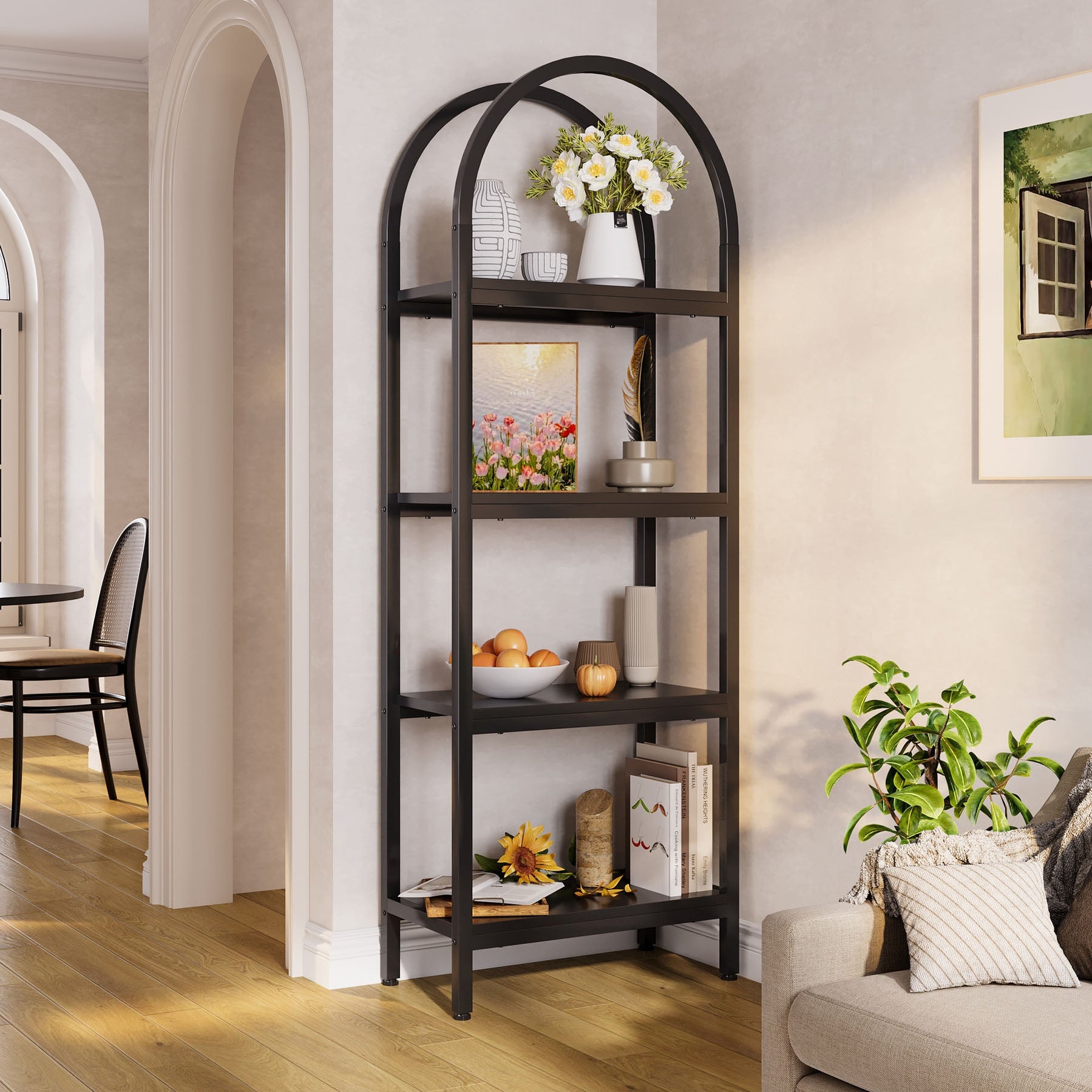 Tribesigns 4-Tier / 5-Tier Arched Bookshelf Bookcase