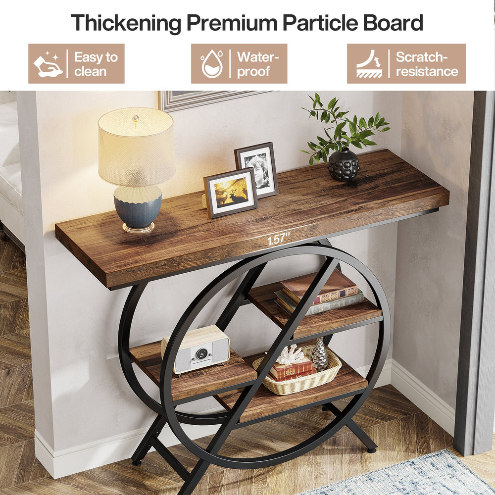 Tribesigns Console Table, 39.4-inch Sofa Table with 4-Tier Shelves ...