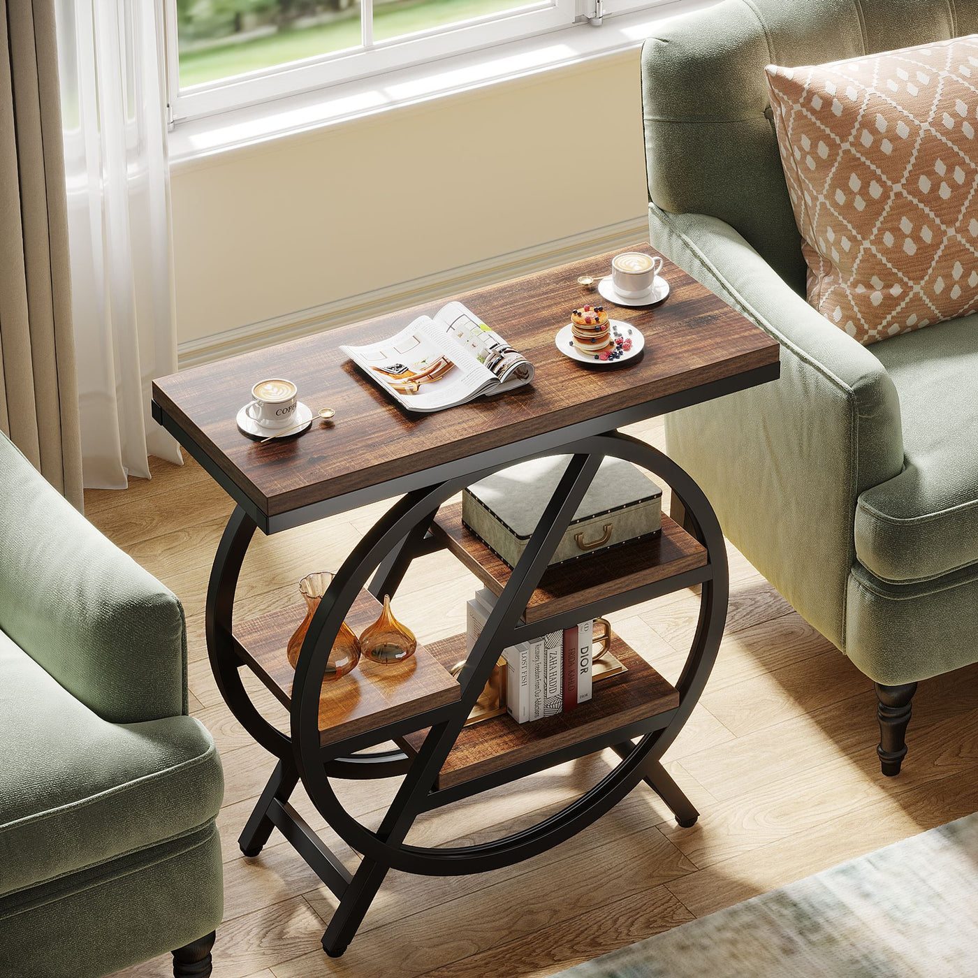Tribesigns 4-Tier End Table, Small Side Table with Storage Shelves