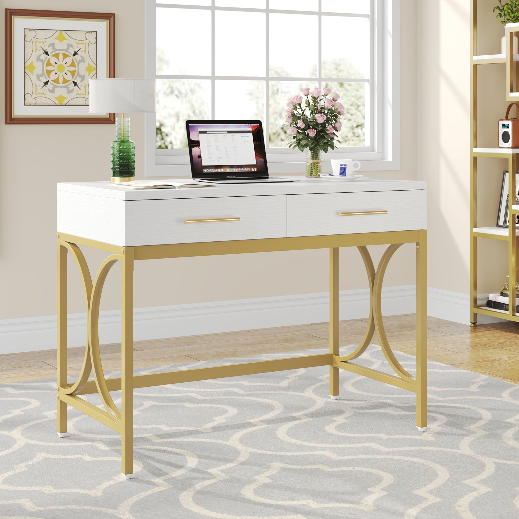 Tribesigns 41" Computer Desk, Modern Writing Desk with 2 Drawers-Tribesigns