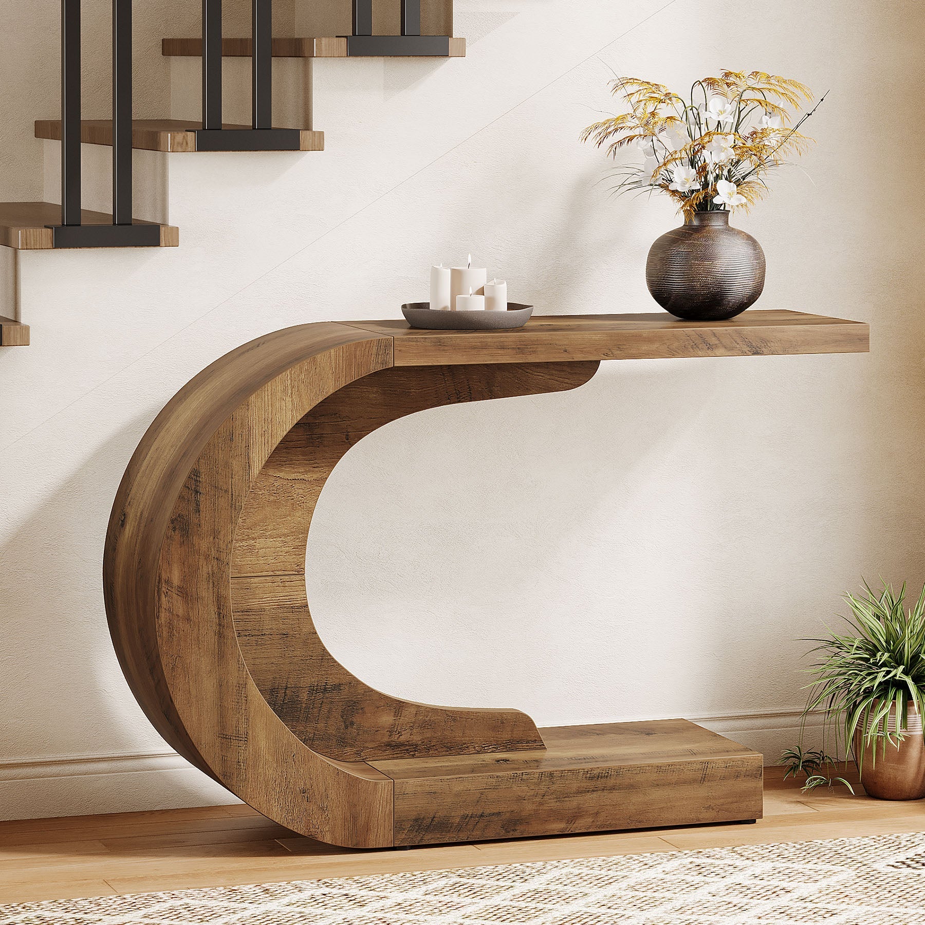 Tribesigns 43" Console Table, C-Shaped Accent Table Hallway Table ...