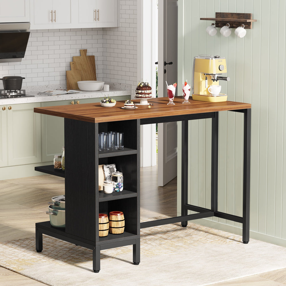43" Kitchen Counter Table, Kitchen Island with Open Shelves-Tribesigns