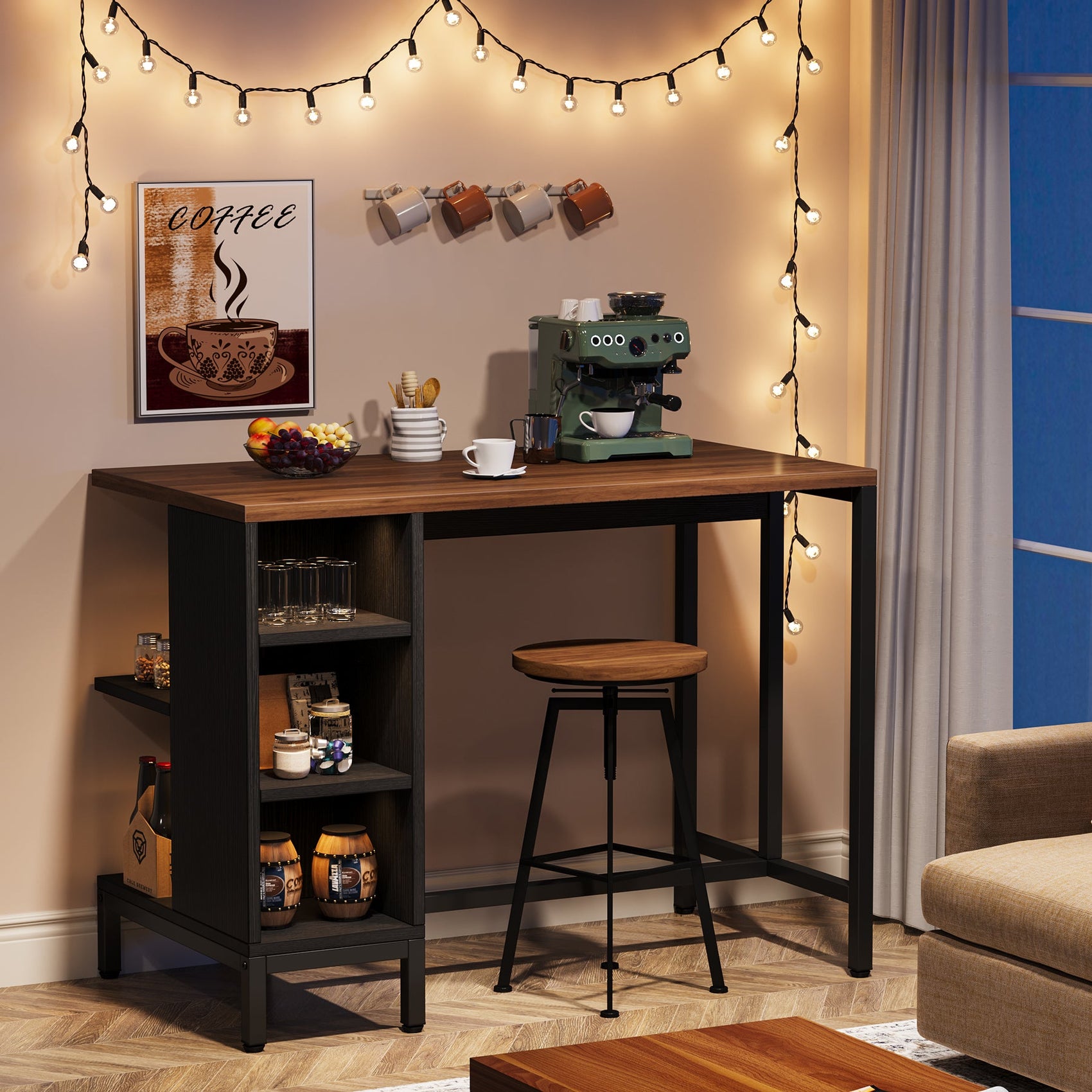 43" Kitchen Counter Table, Kitchen Island with Open Shelves-Tribesigns