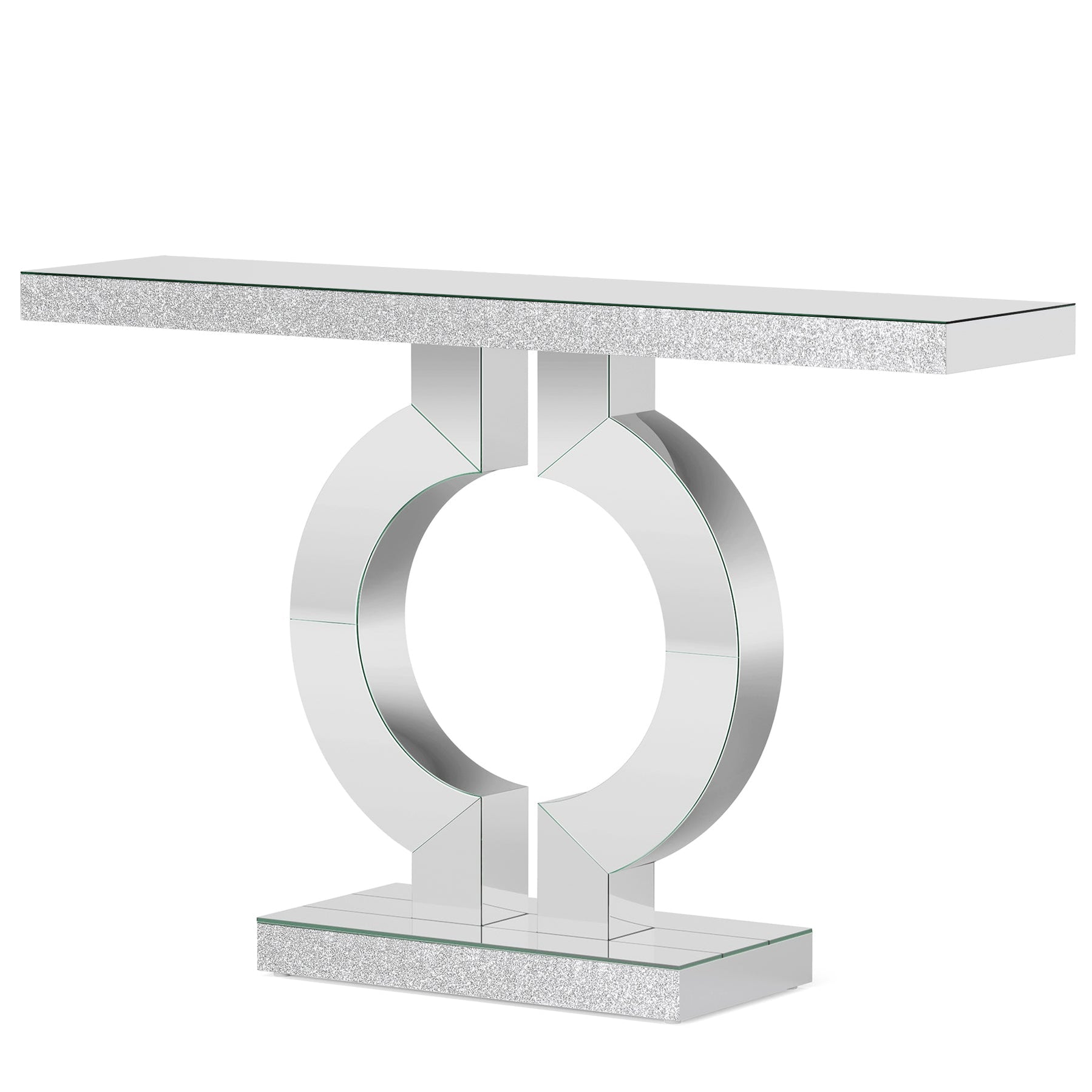 Tribesigns 43" Mirrored Console Table Sofa Table with O-Shaped Base