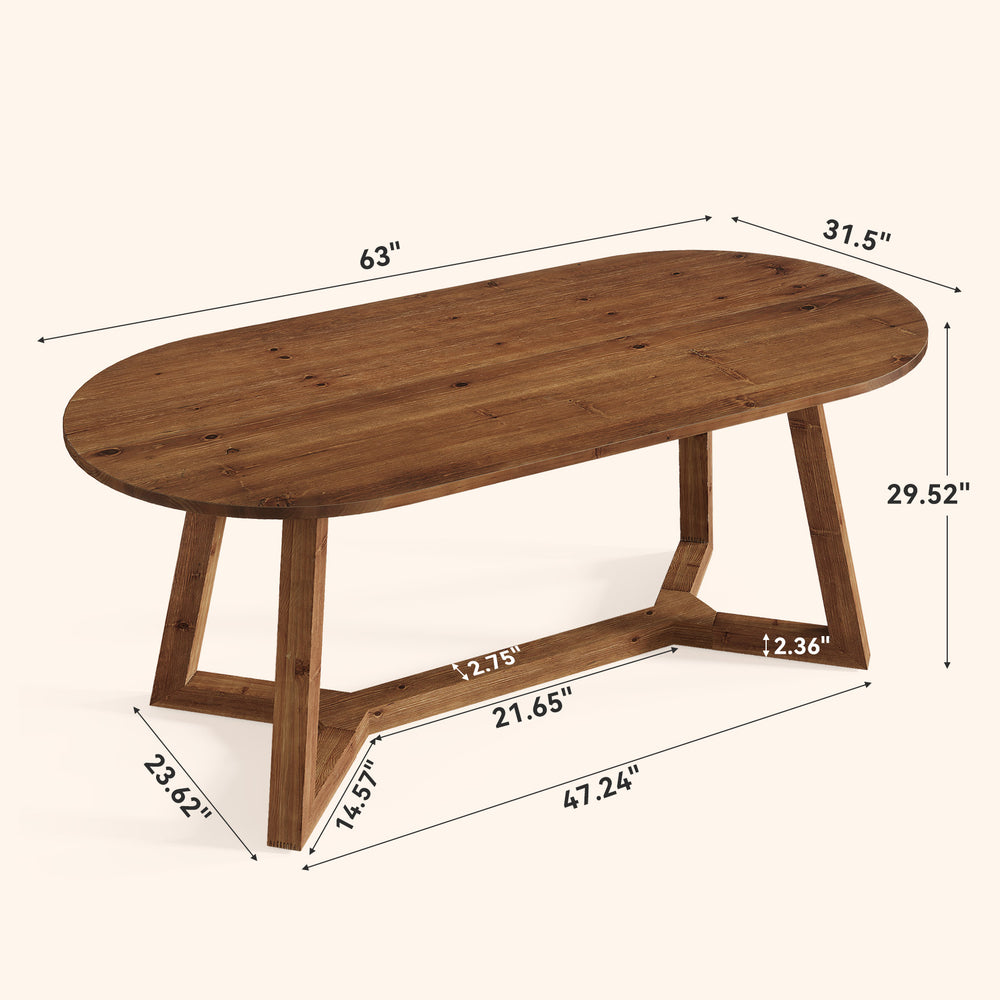 Solid Wood Computer Desk, 63" Oval Executive Desk with Tapered Legs ...