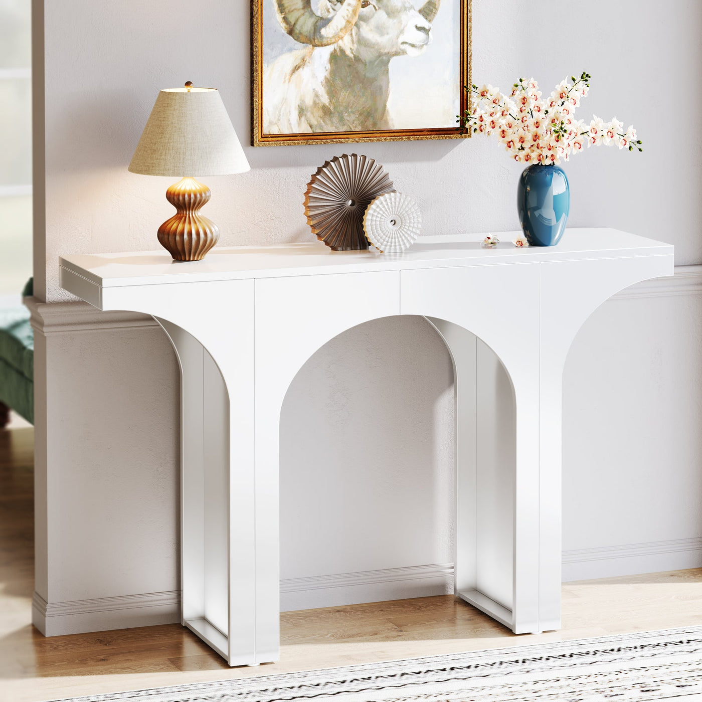 Tribesigns 47" Console Table, Wooden Hallway Sofa Table with Arch Base