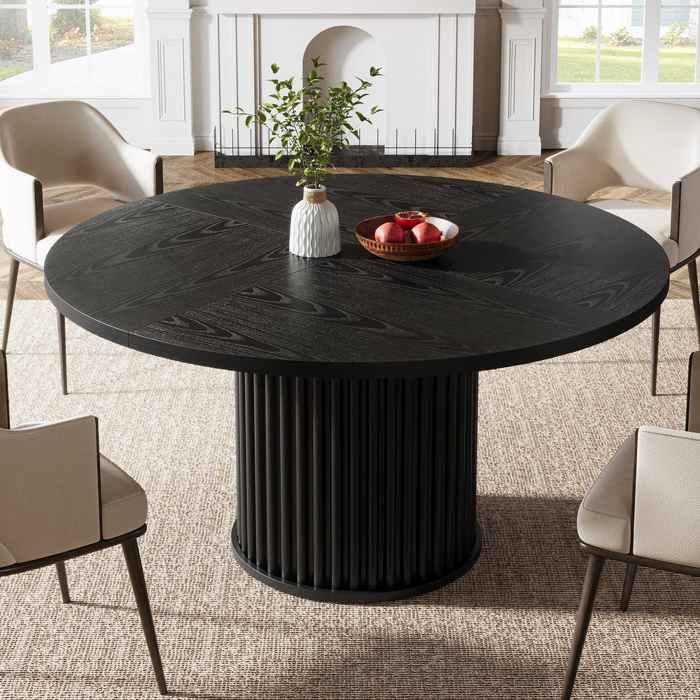 Tribesigns 47" Round Dining Table Wood Kitchen Table With Fluted Base ...