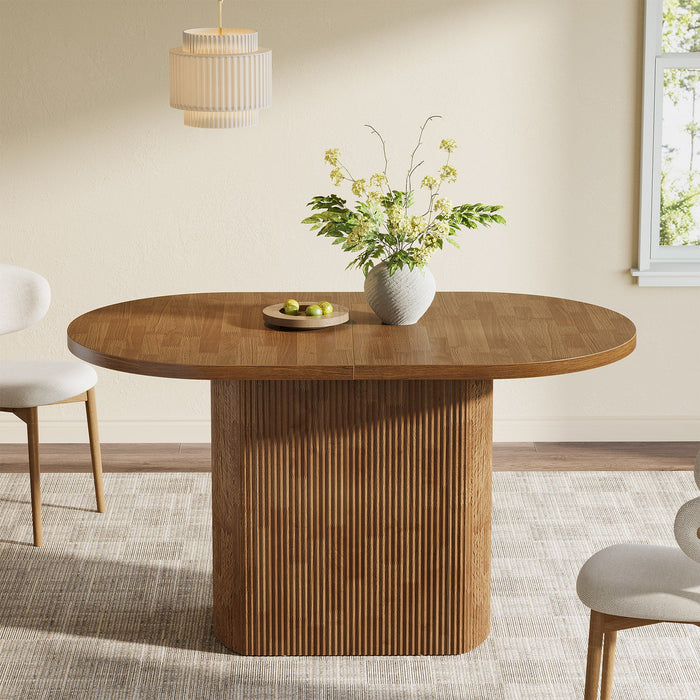 47.24" Dining Table, Oval Kitchen Dinner Table With Hollow Base for 4 ...