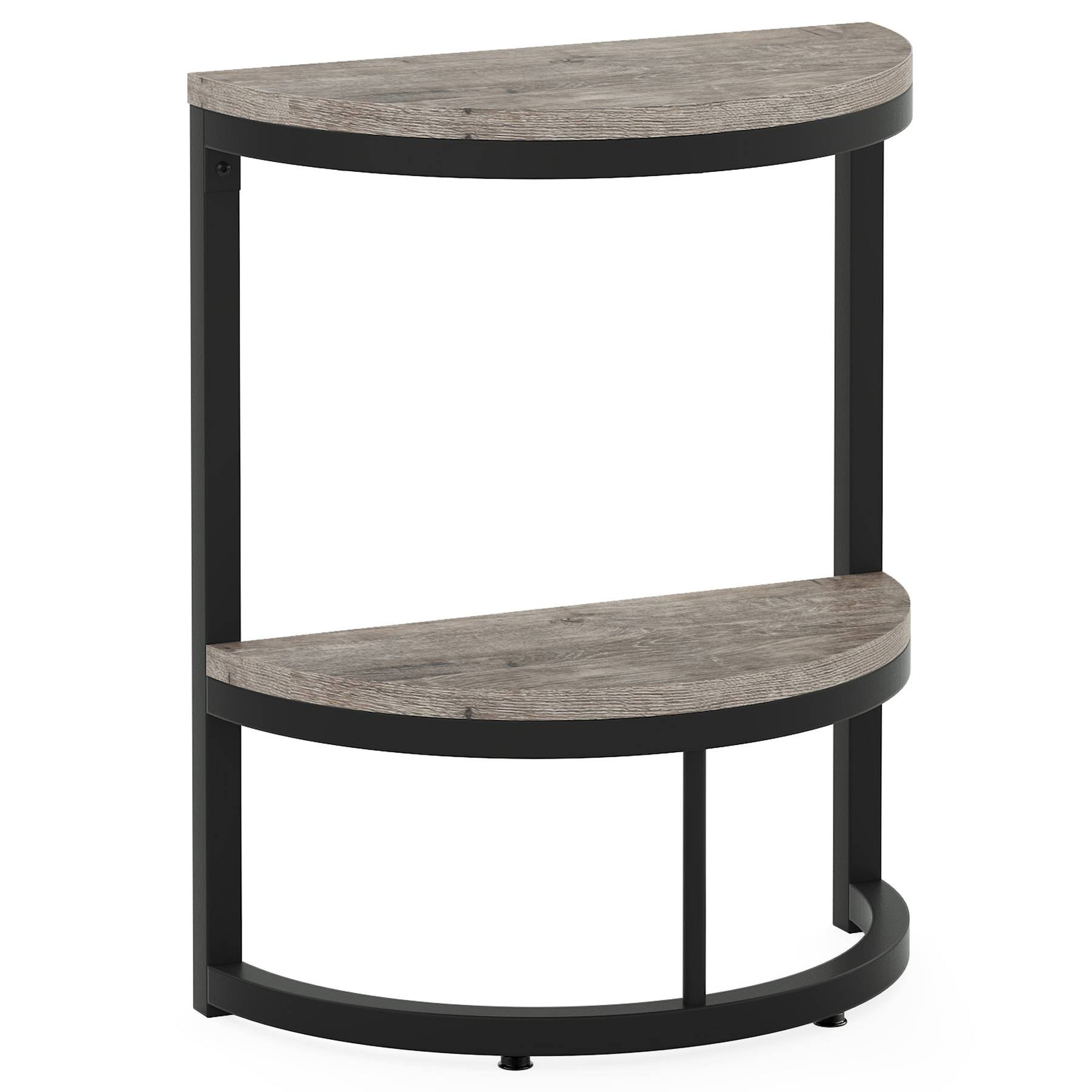 Tribesigns End Table, Half Round Narrow Side Table with Metal Frame